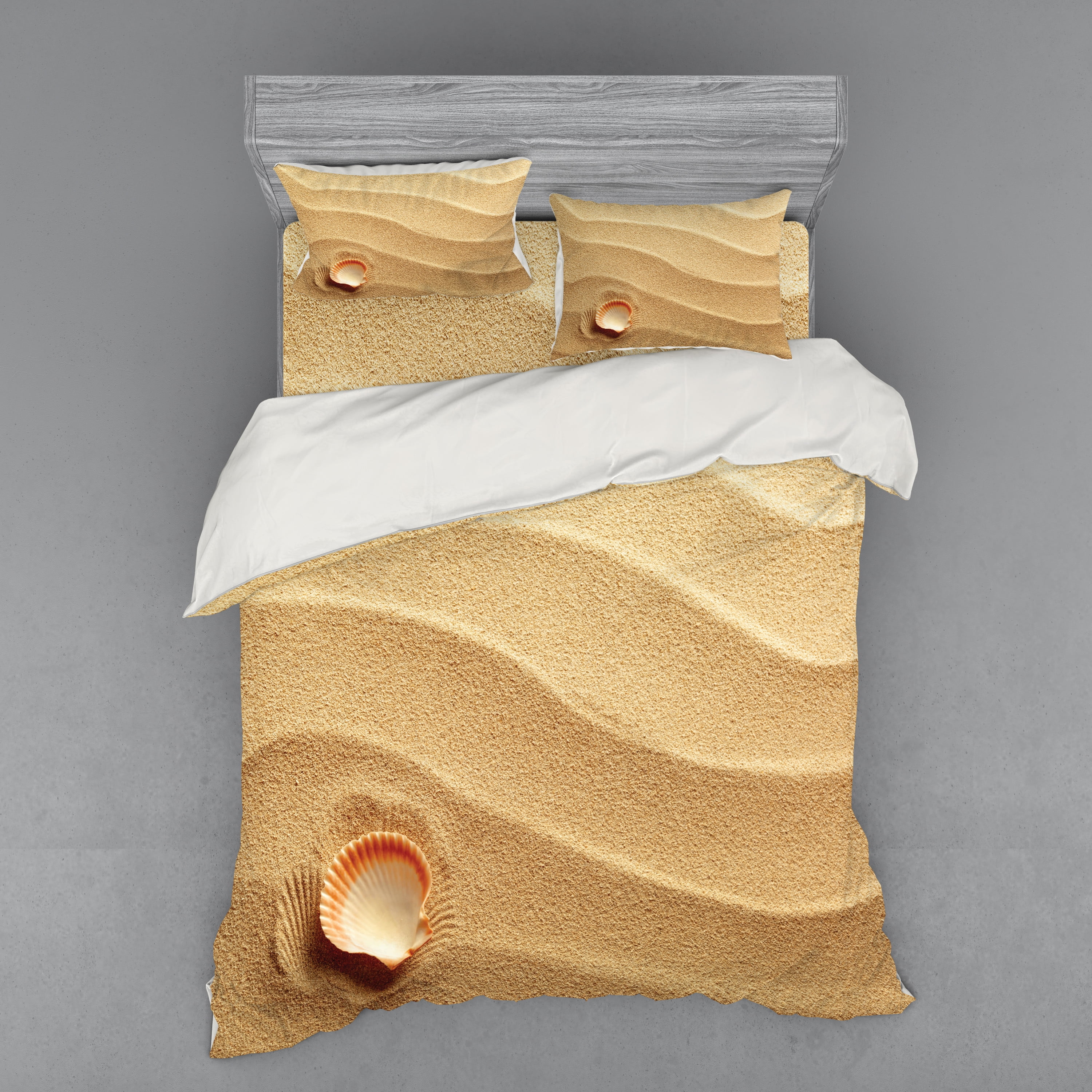 Ambesonne Animal Bedding Set 4 Pcs, Seashells Yellow Sand, Queen, Sand ...
