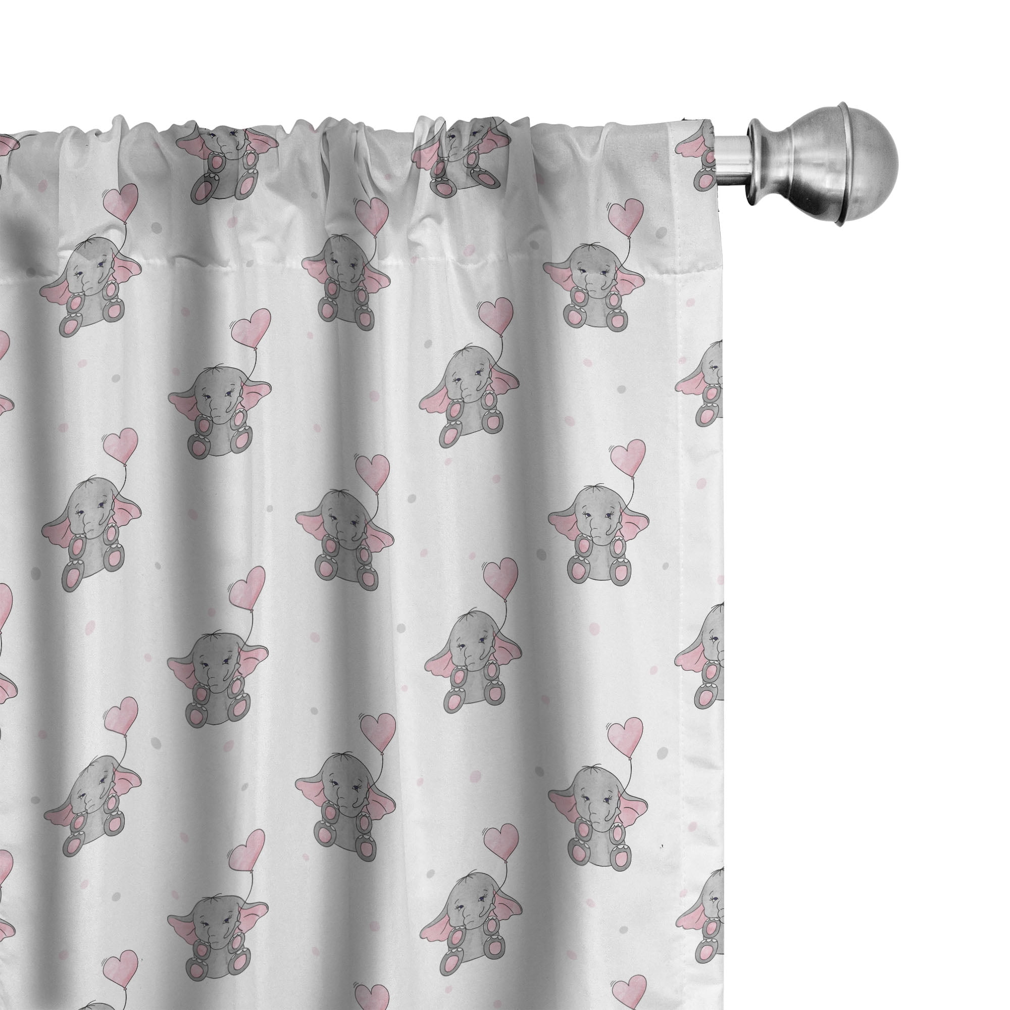 Ambesonne Animal Cartoon Curtains, Heart Balloons, Pair of 28"x84 ...