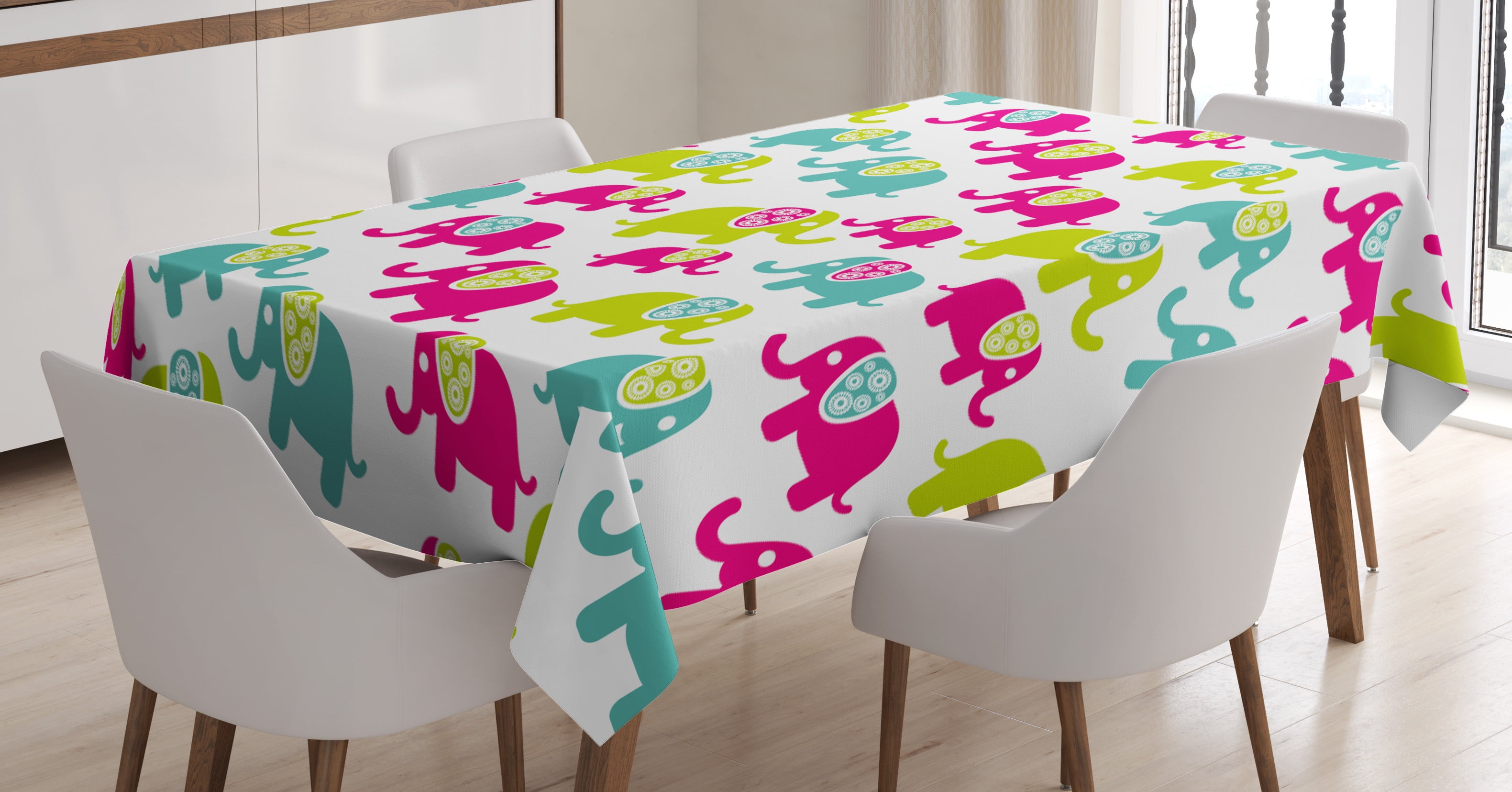 Ambesonne Animal Cartoon Tablecloth Rectangular Table Cover, Joyous, 60 ...