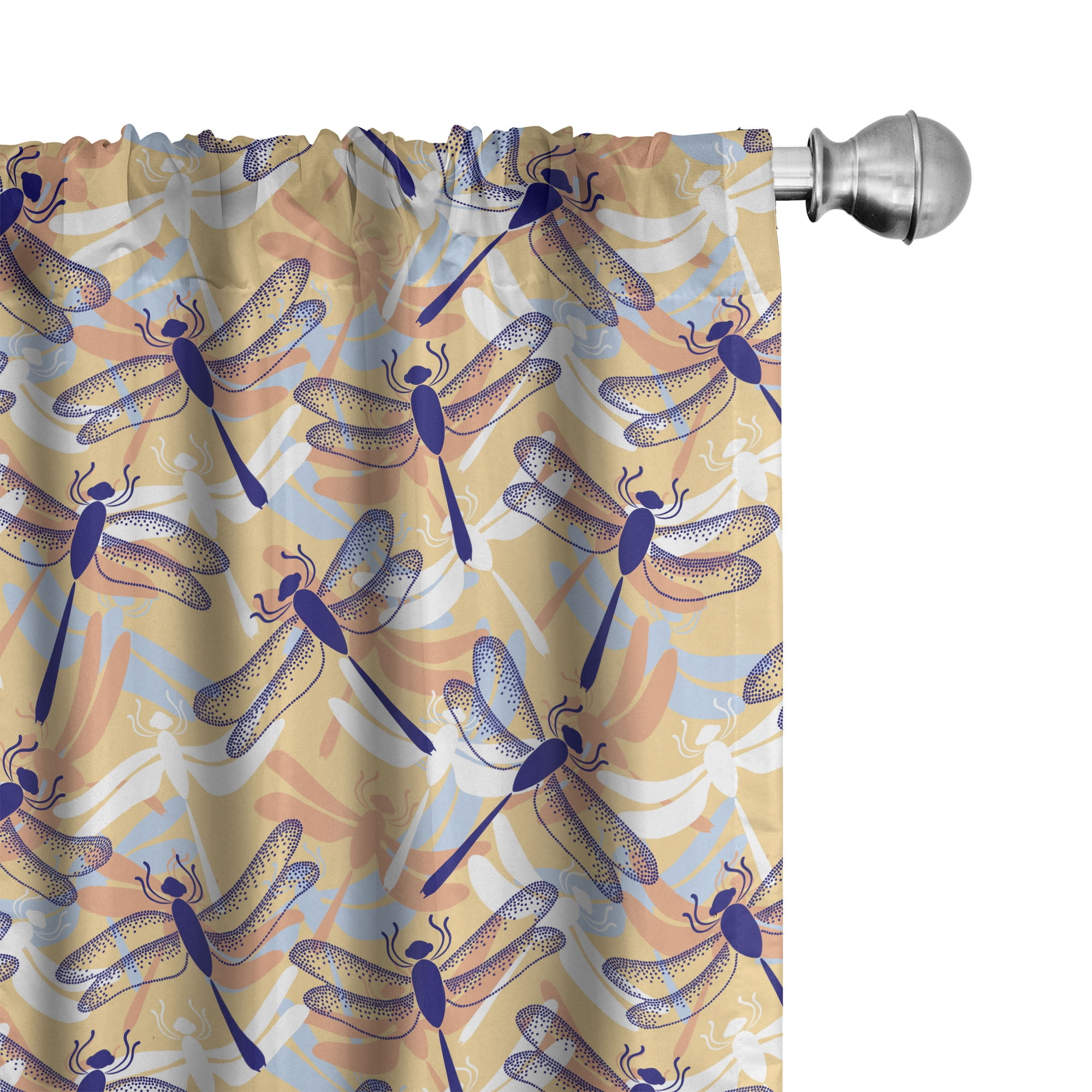Ambesonne Animal Curtains, Dragonfly Pattern Boho, Pair of 28"x84 ...