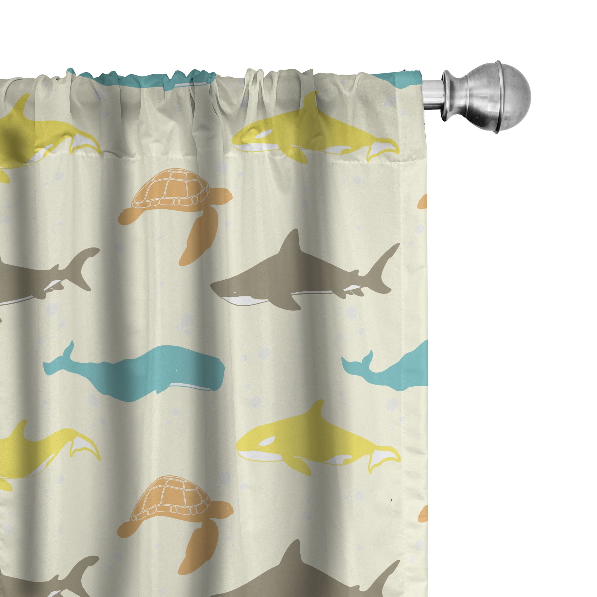 Ambesonne Animal Curtains, Whale Shark and Turtle, Pair of 28"x84 ...