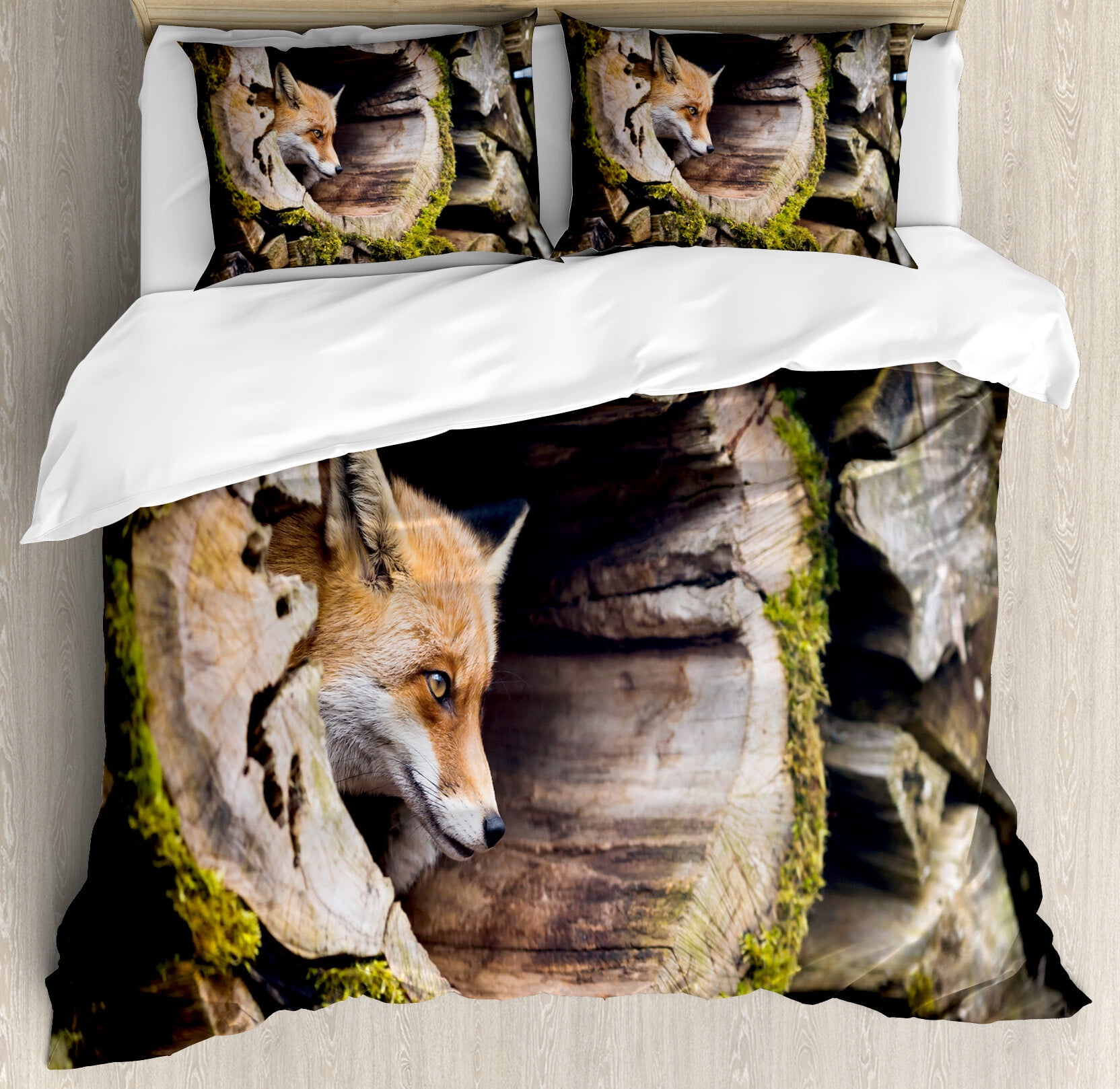 Ambesonne Animal Duvet Cover Set, Exotic Furry Creature, Queen, Tan ...