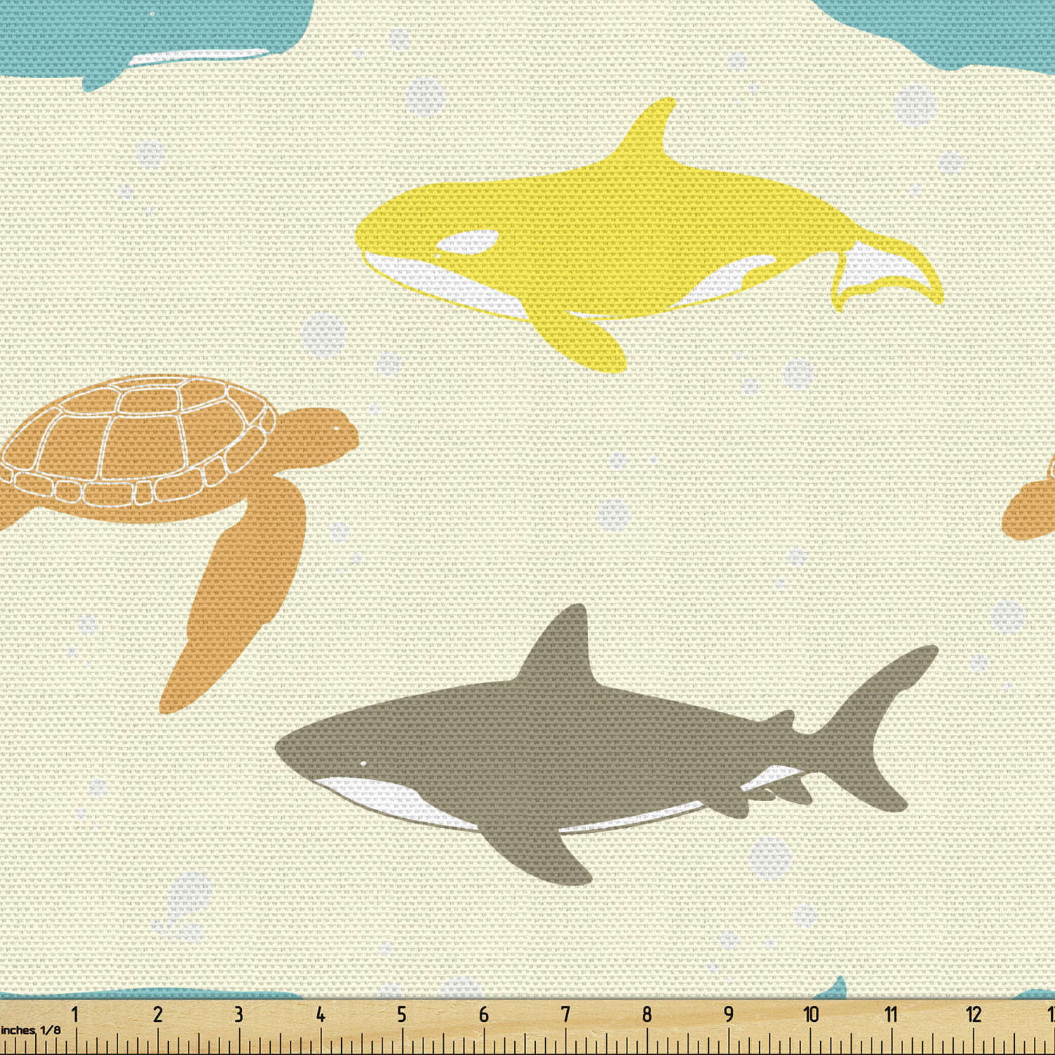Ambesonne Animal Fabric by the Yard Upholstery, Whale Shark and Turtle ...