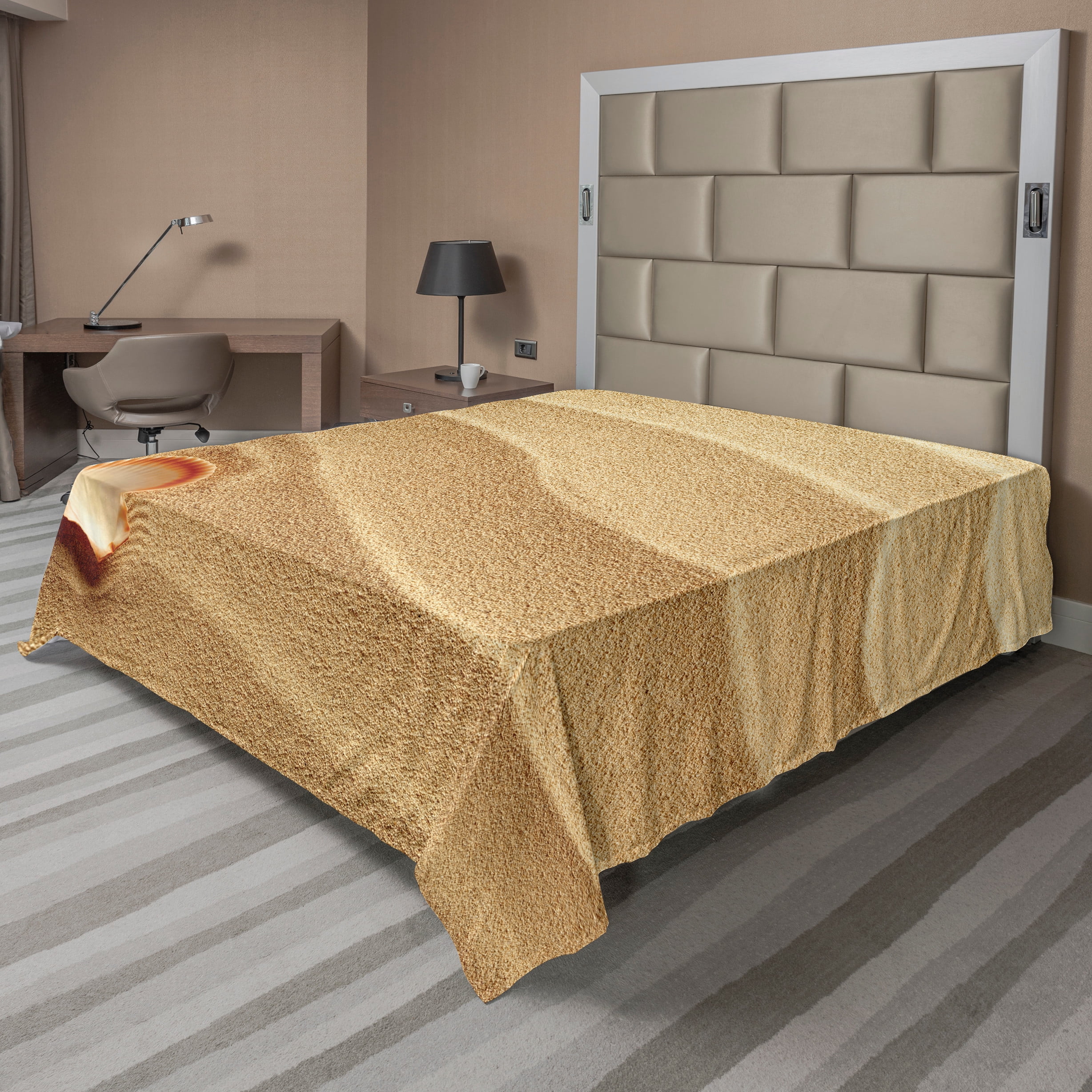 Ambesonne Animal Flat Sheet, Seashells Yellow Sand, Queen Size, Sand ...