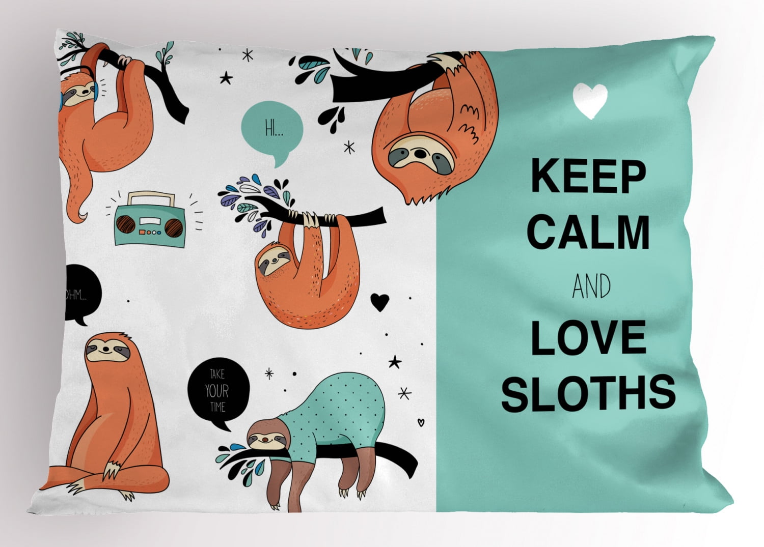 Ambesonne Animal Pillow Sham, American Sloth Tribe, 36" X 20 ...