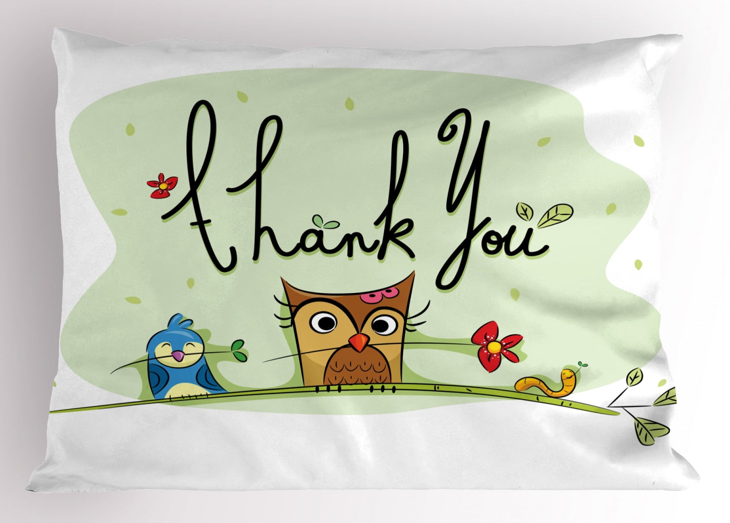 Ambesonne Animal Pillow Sham, Bird Owl, 26" X 20", Green - Walmart.com