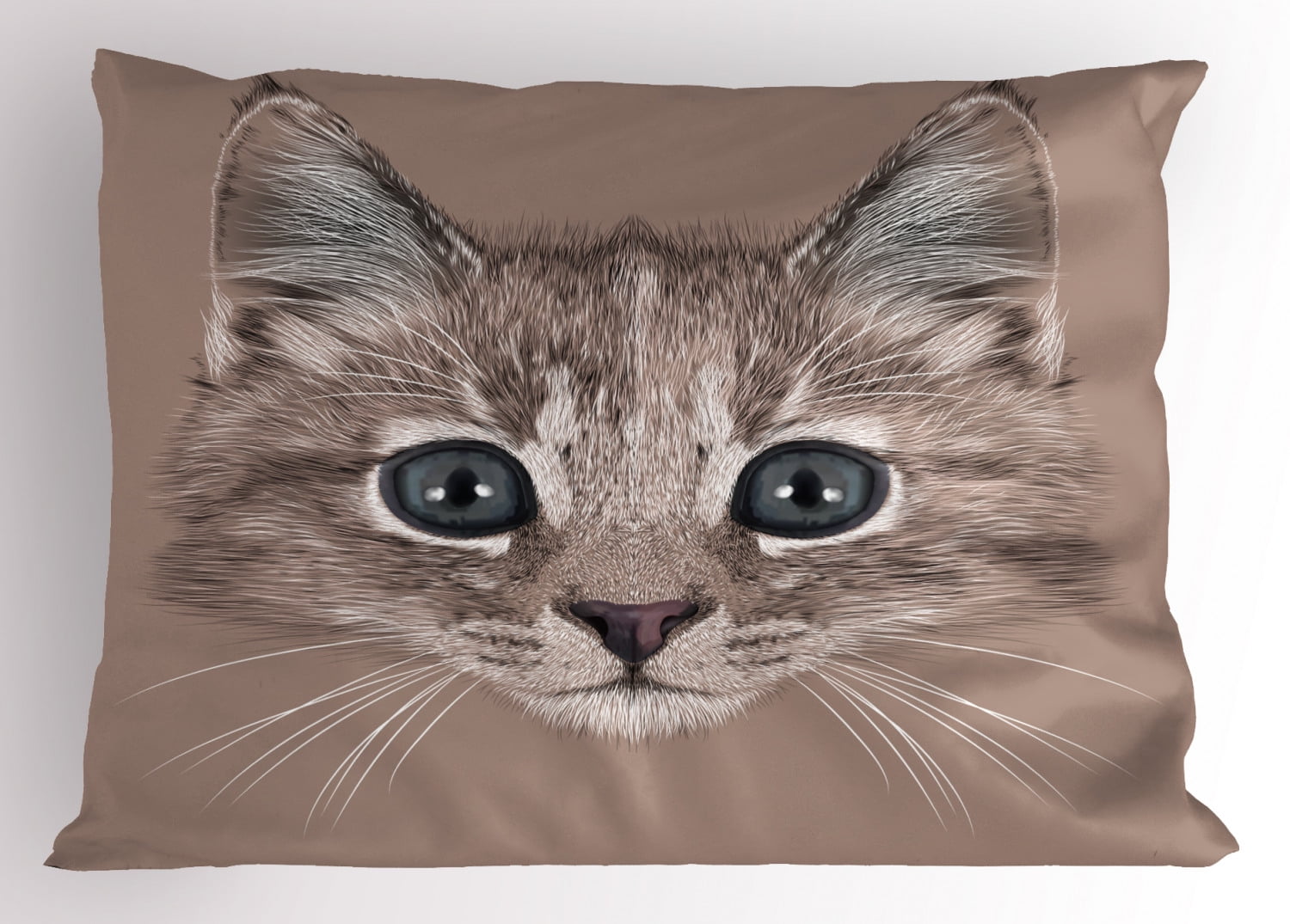 Ambesonne Animal Pillow Sham, Domestic Cat Face, 26" X 20", Bluegrey ...