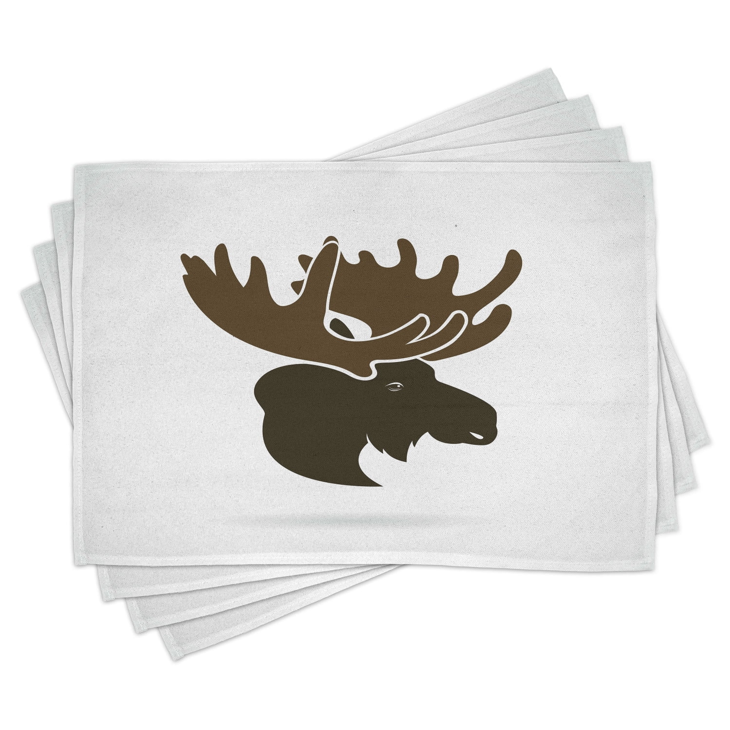 Ambesonne Animal Place Mats Set of 4, Canadian Deer Head, Standard Size ...