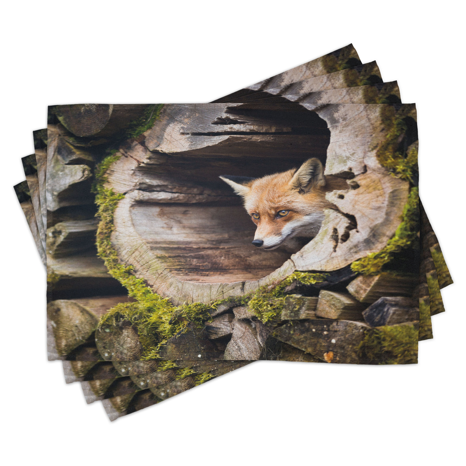 Ambesonne Animal Place Mats Set of 4, Nature Wild Fox Forest, Standard ...