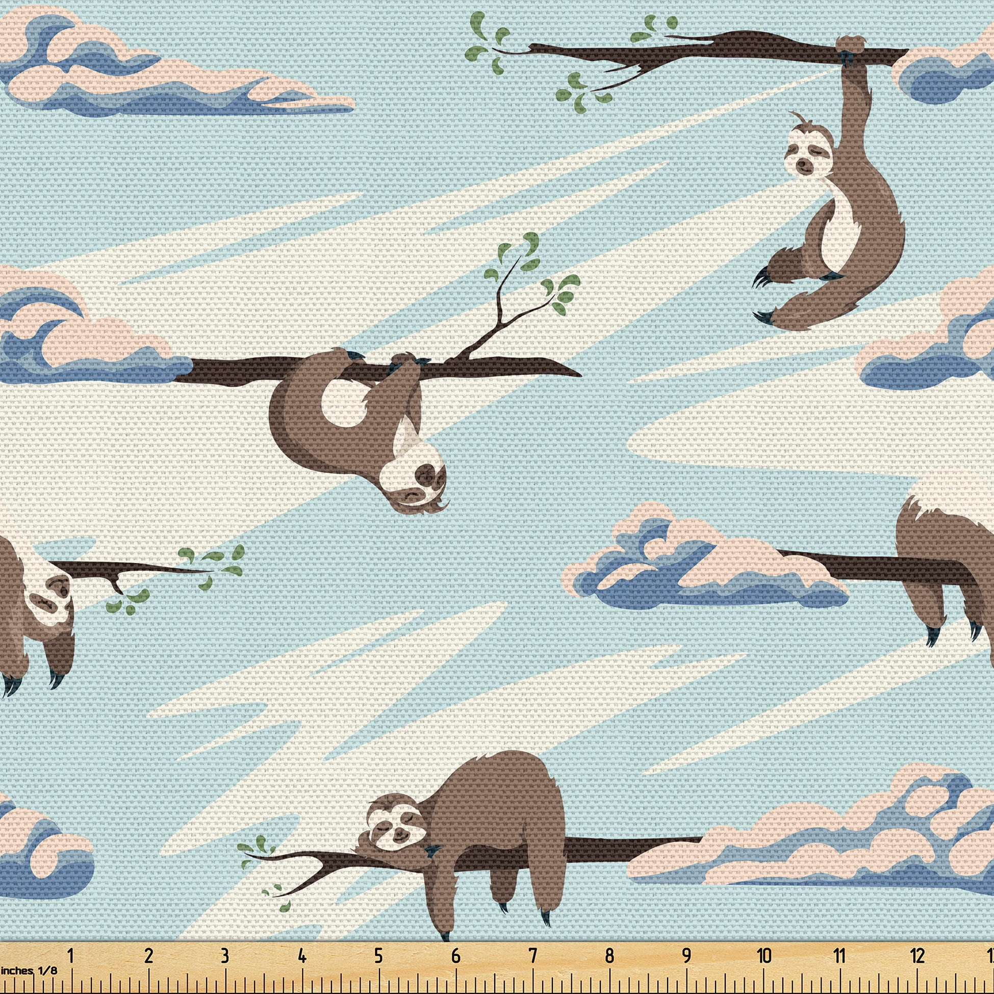 Ambesonne Animal Print Fabric by the Yard Upholstery, Funny Sloths ...