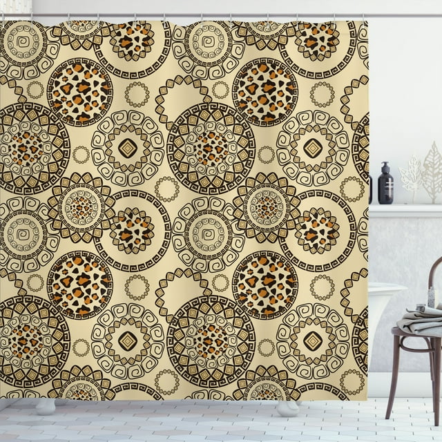 Ambesonne Animal Print Shower Curtain, Savannah Theme Circles, 69"Wx70 ...