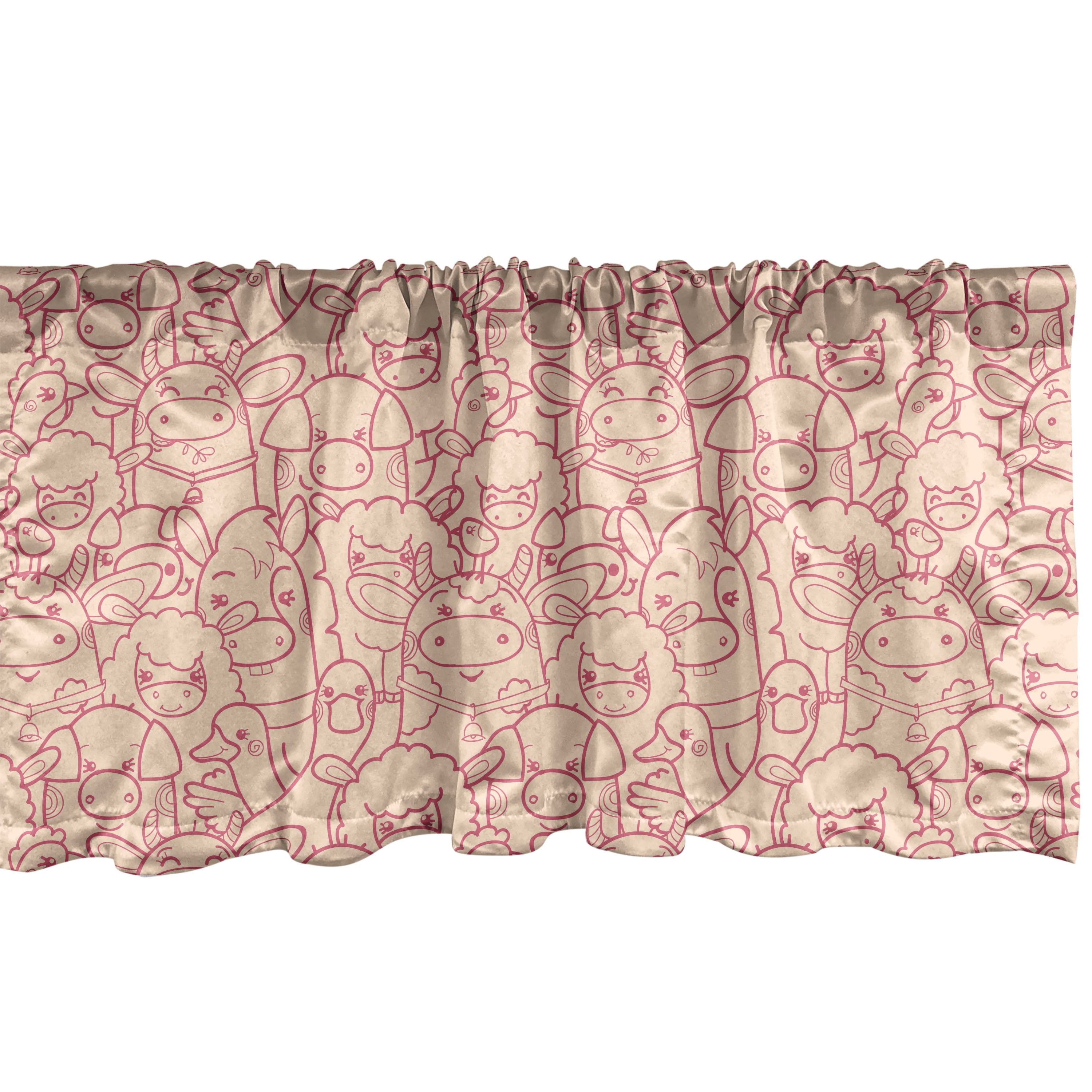 Ambesonne Animal Print Window Valance, Outline Farm Fauna Art, 42" x 12 ...