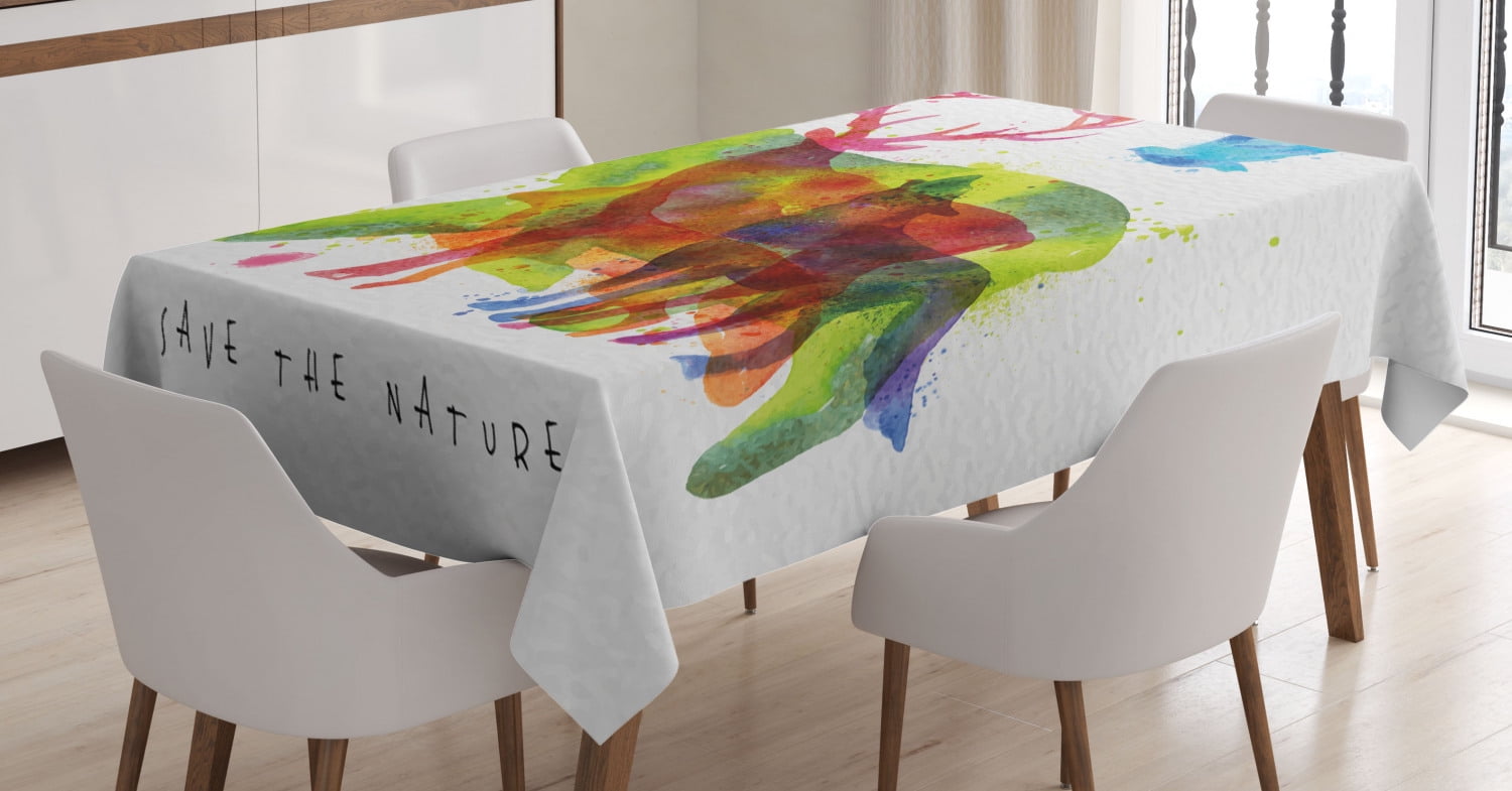 Ambesonne Animal Tablecloth Rectangular Table Cover, Alaska Animals ...