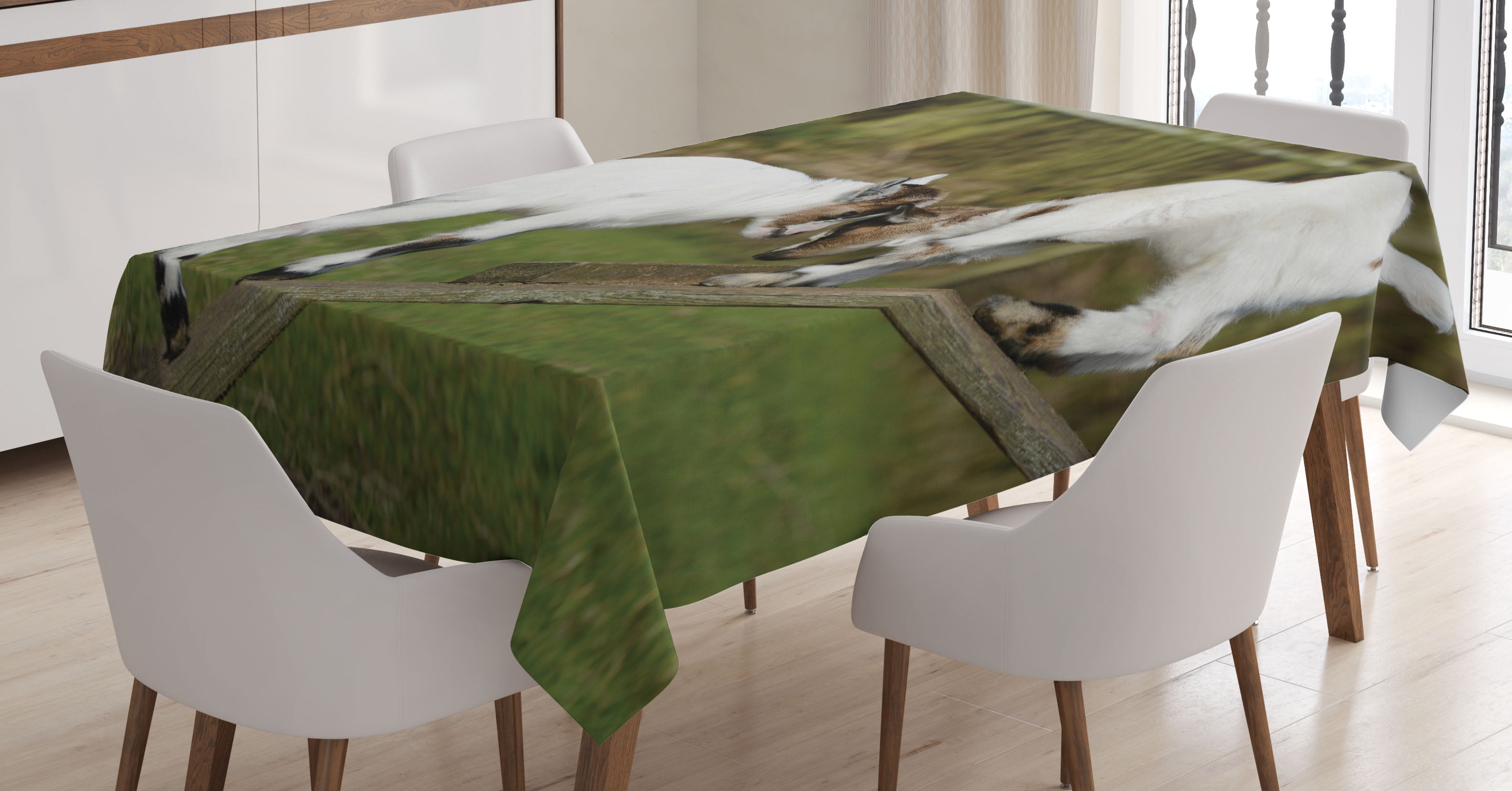 Ambesonne Animal Tablecloth Rectangular Table Cover, Farm Life with ...