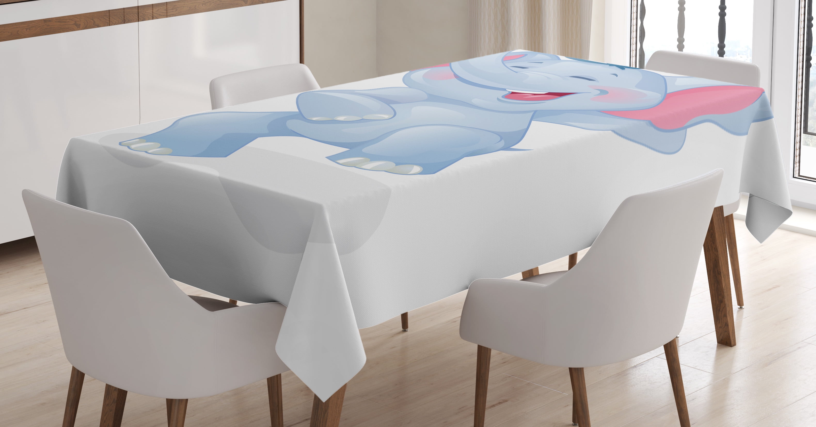 Ambesonne Animal Tablecloth Rectangular Table Cover, Funny Happy ...