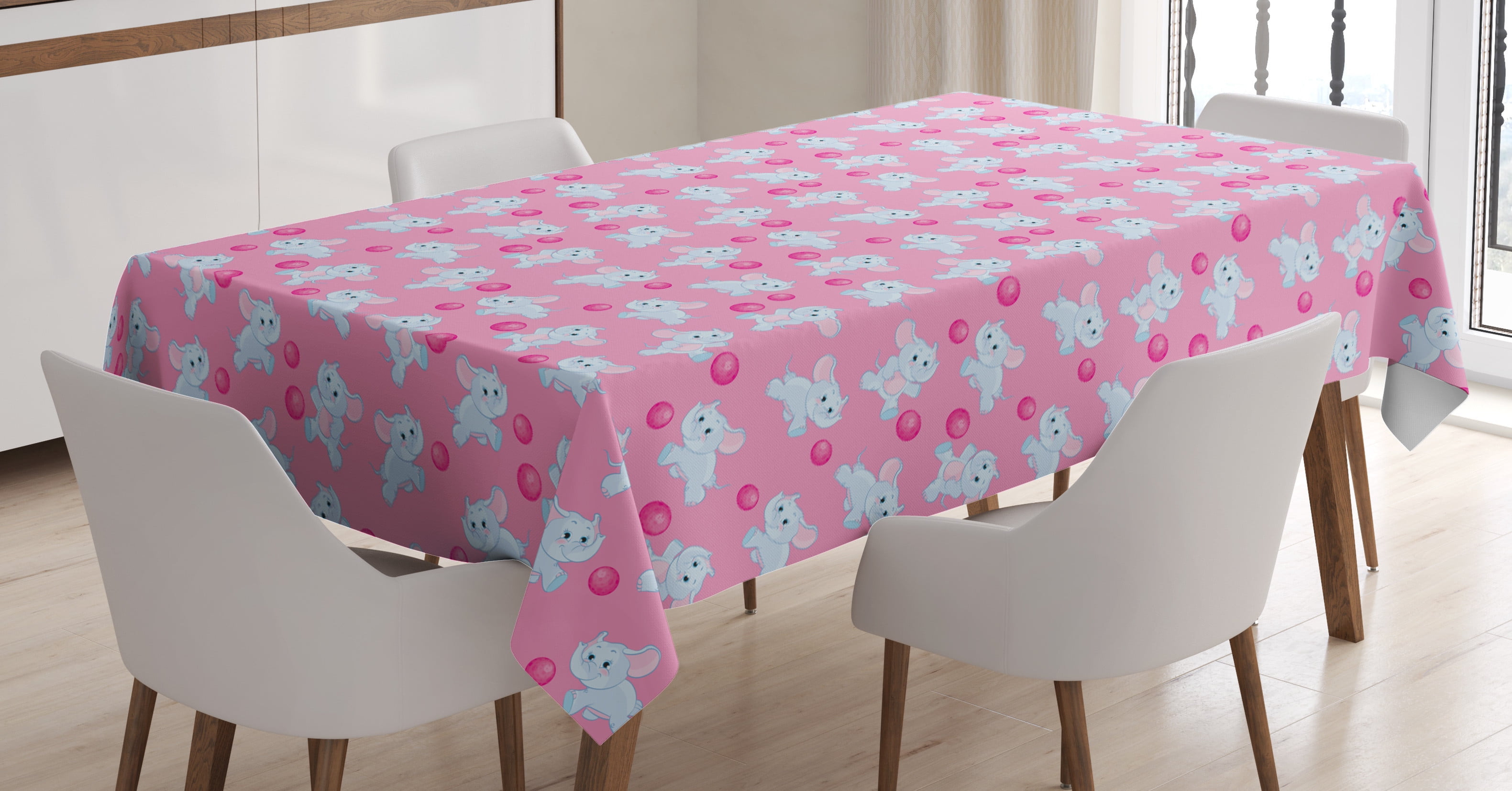 Ambesonne Animal Tablecloth Rectangular Table Cover, Girly Happy ...