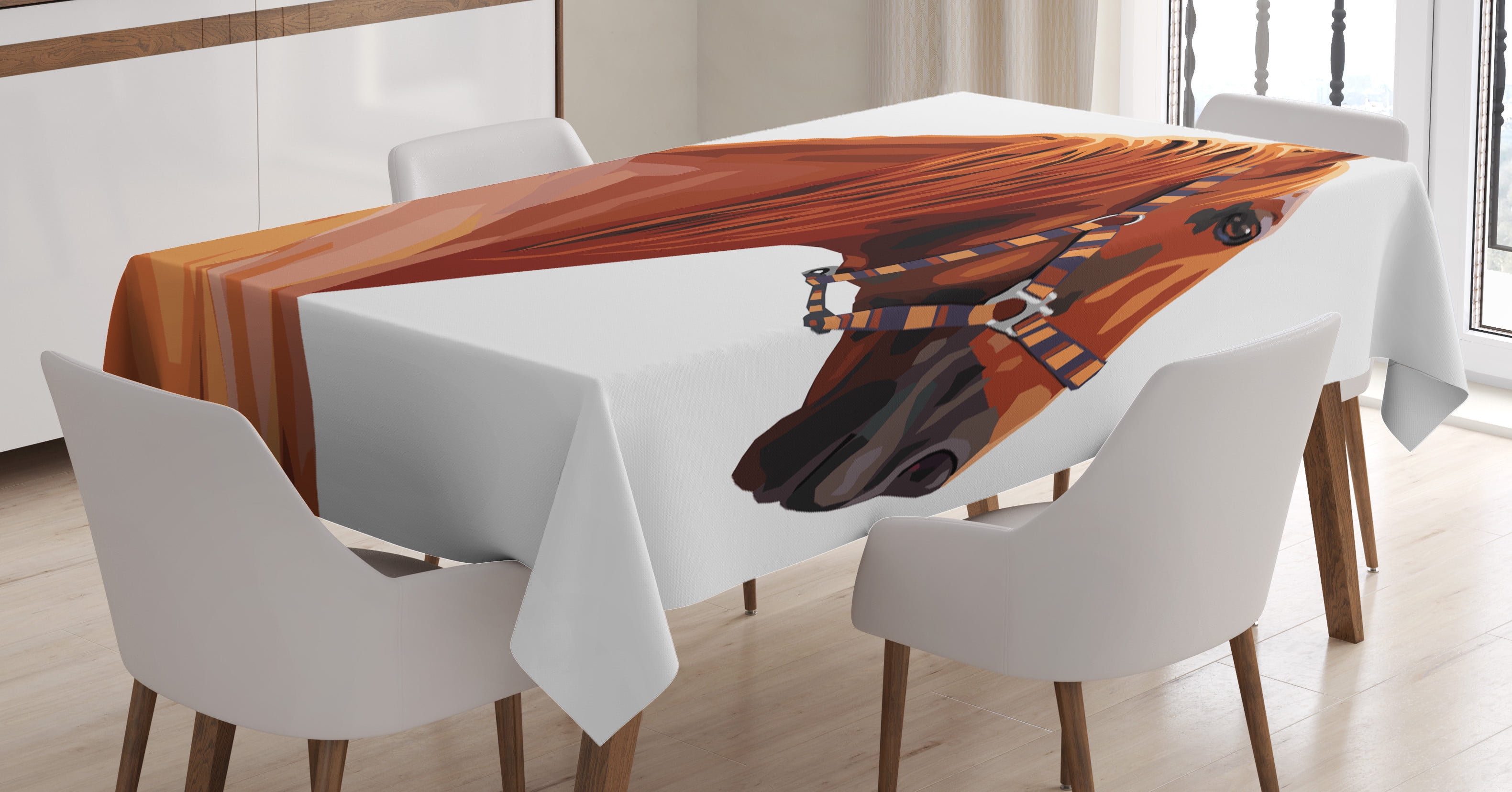 Ambesonne Animal Tablecloth Rectangular Table Cover, Race Jokey Horse ...
