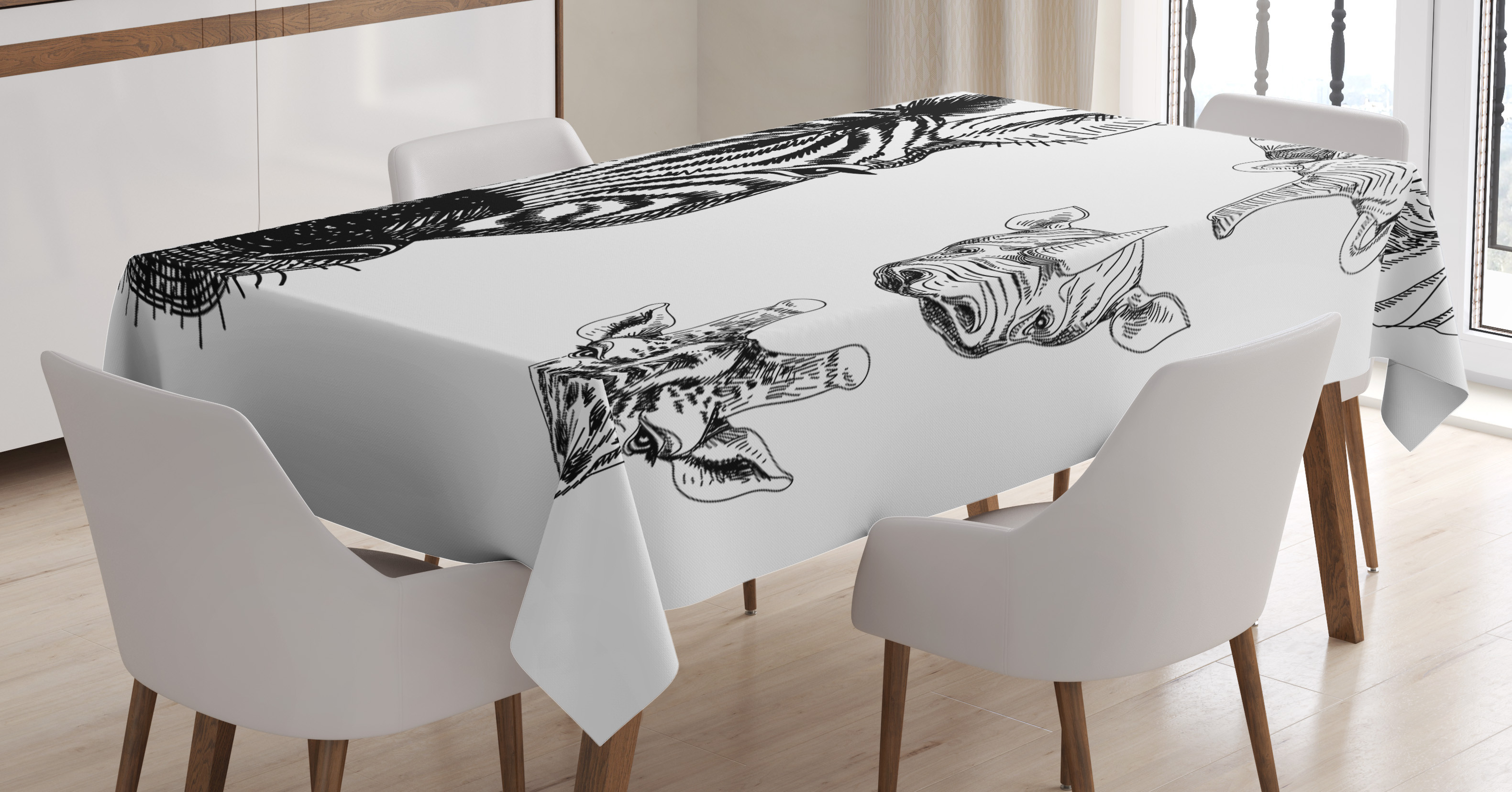 Ambesonne Animal Tablecloth Rectangular Table Cover, Savannah Wildlife ...