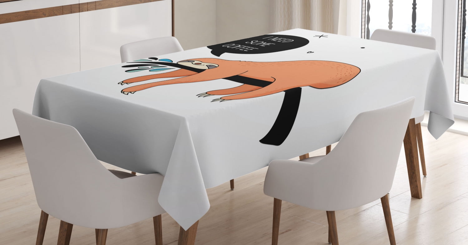 Ambesonne Animal Tablecloth Rectangular Table Cover, Shy Happy Cartoon ...