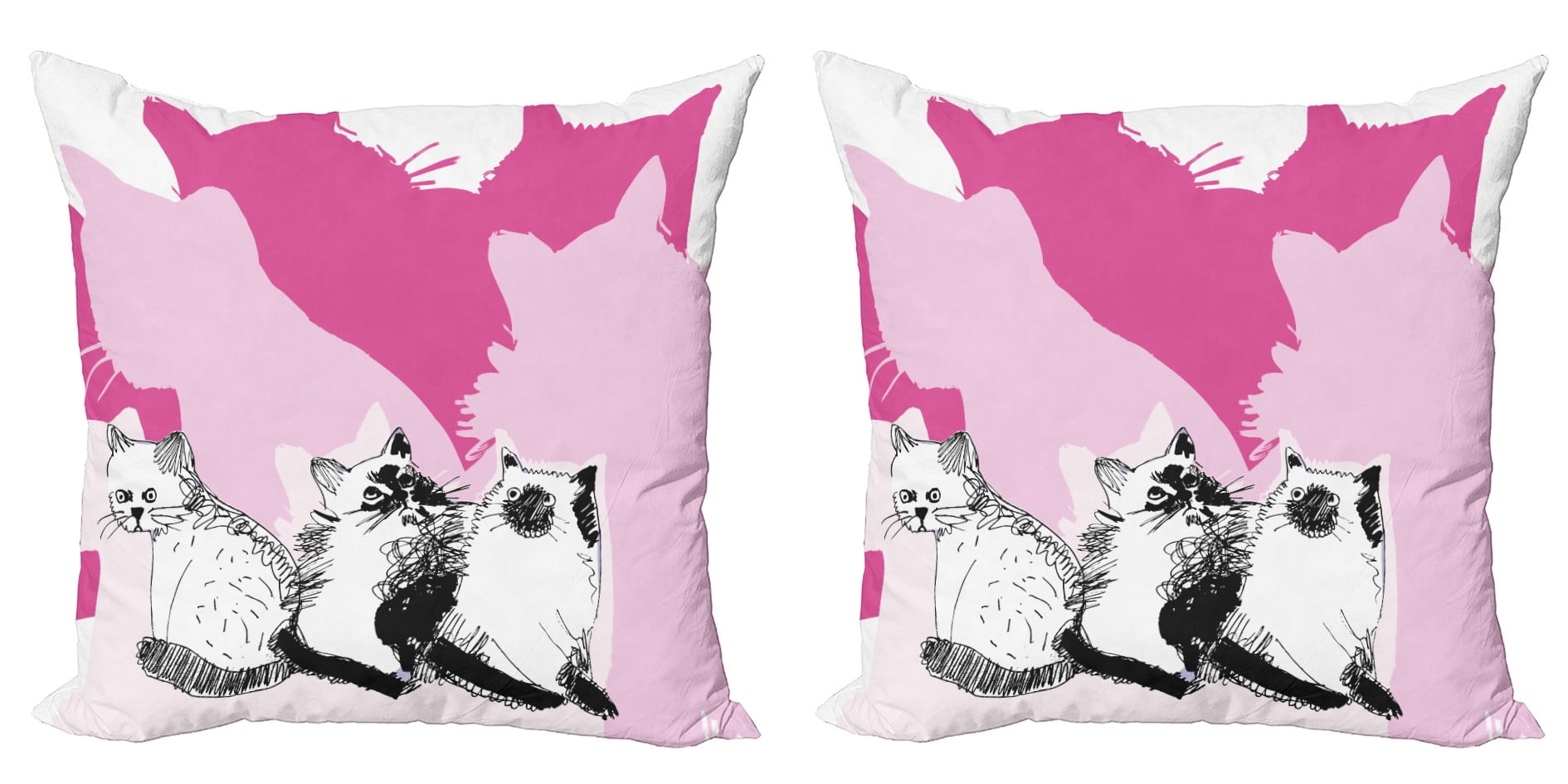 Ambesonne Animal Throw Pillow Cover 2 Pack, Cats Kittens, 18", Pale ...