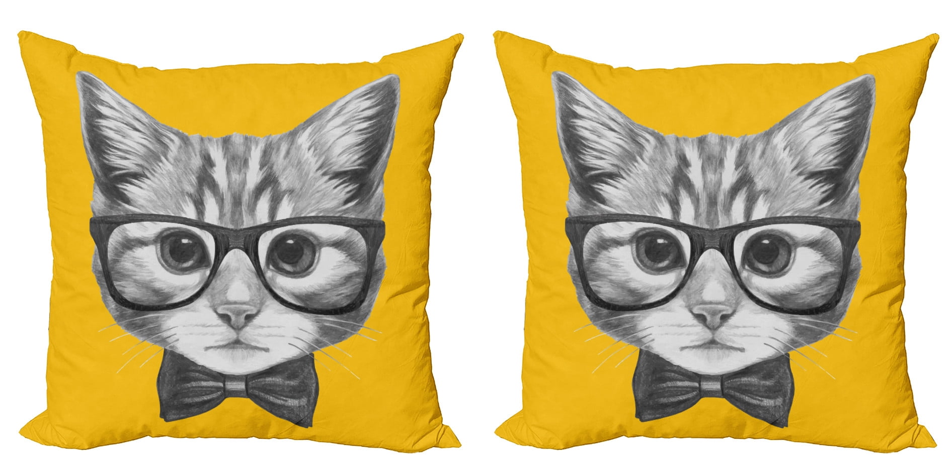 Ambesonne Animal Throw Pillow Cover 2 Pack, Hipster Kitten Cat, 24 ...