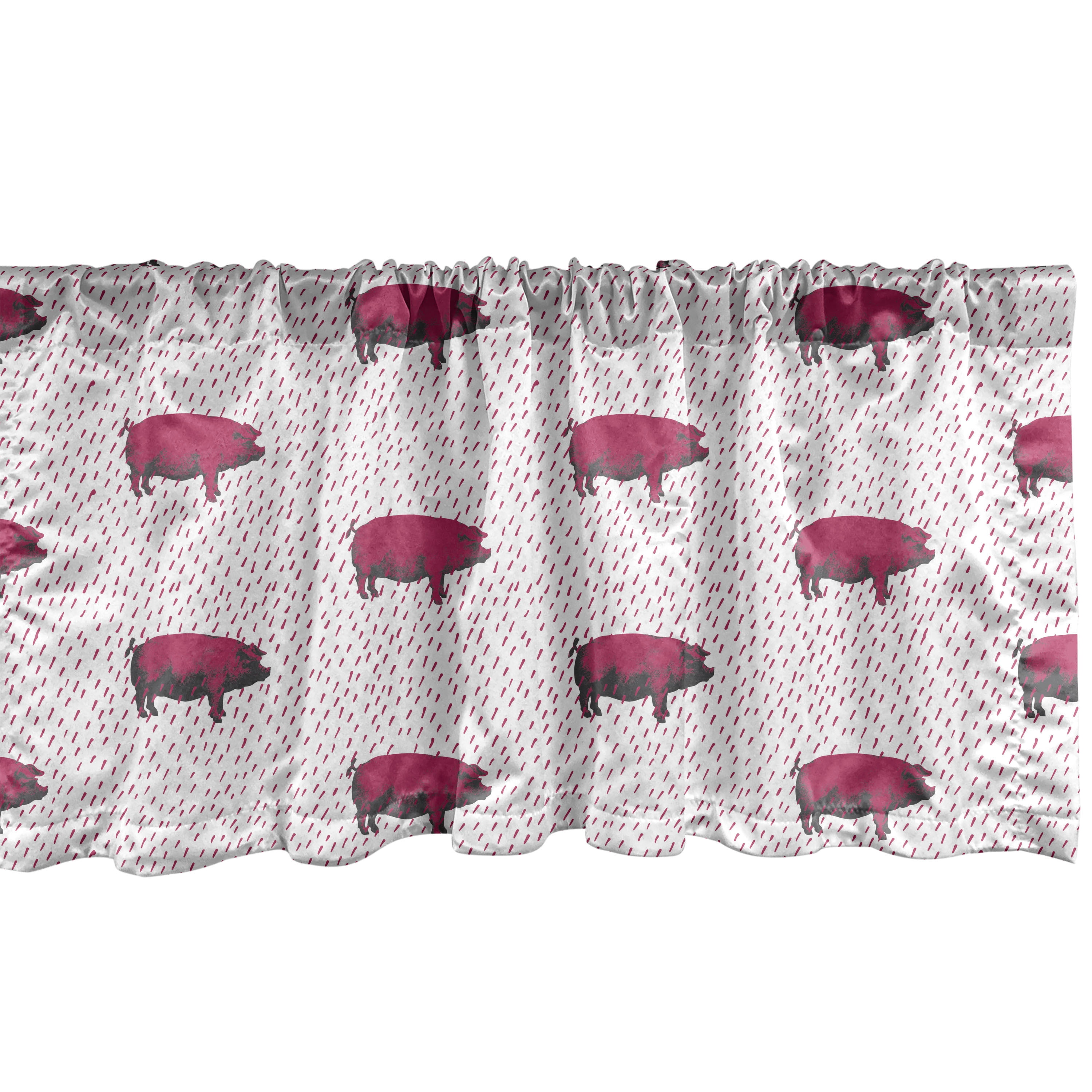 Ambesonne Animal Window Valance, Domestic Swine Pig Sketch, 54" X 18 ...