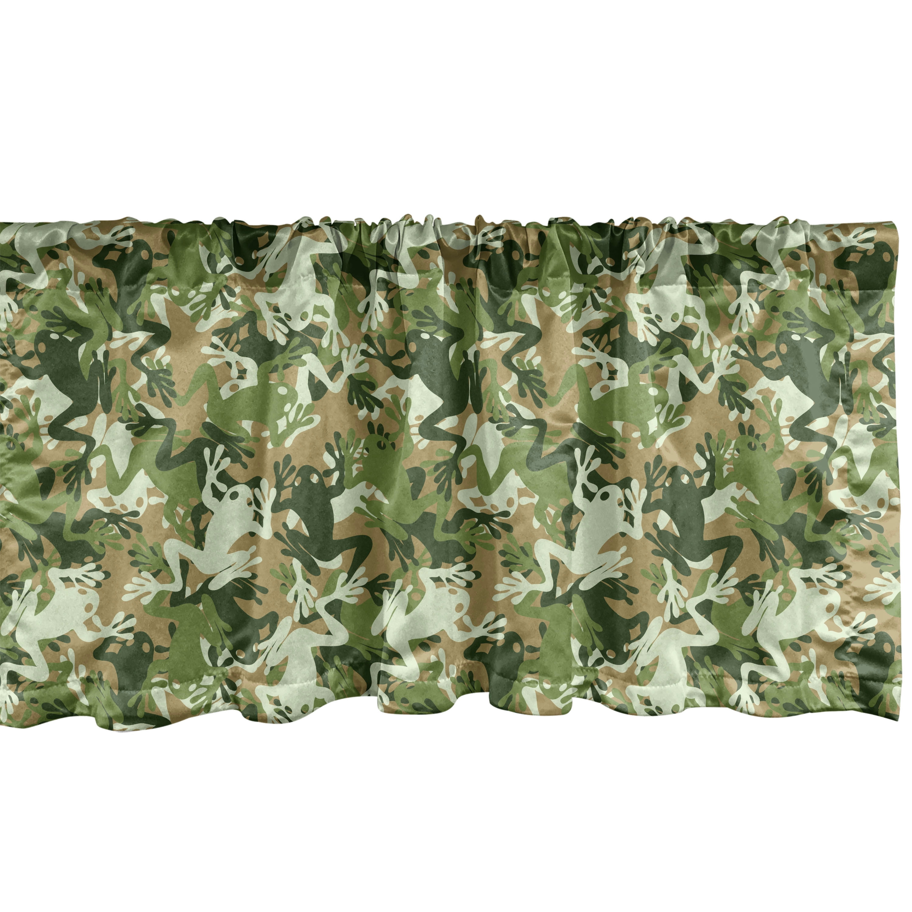 Ambesonne Animal Window Valance, Skull Camouflage Frog Design, 42" x 18 ...