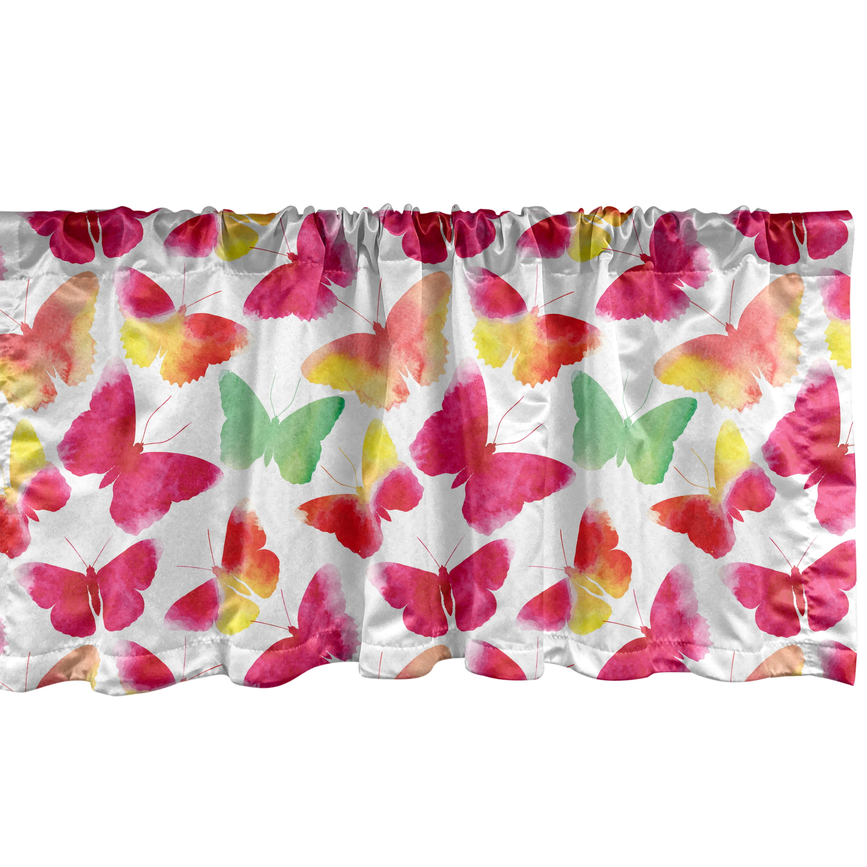 Ambesonne Animal Window Valance, Watercolor Butterflies, 54" X 18 ...