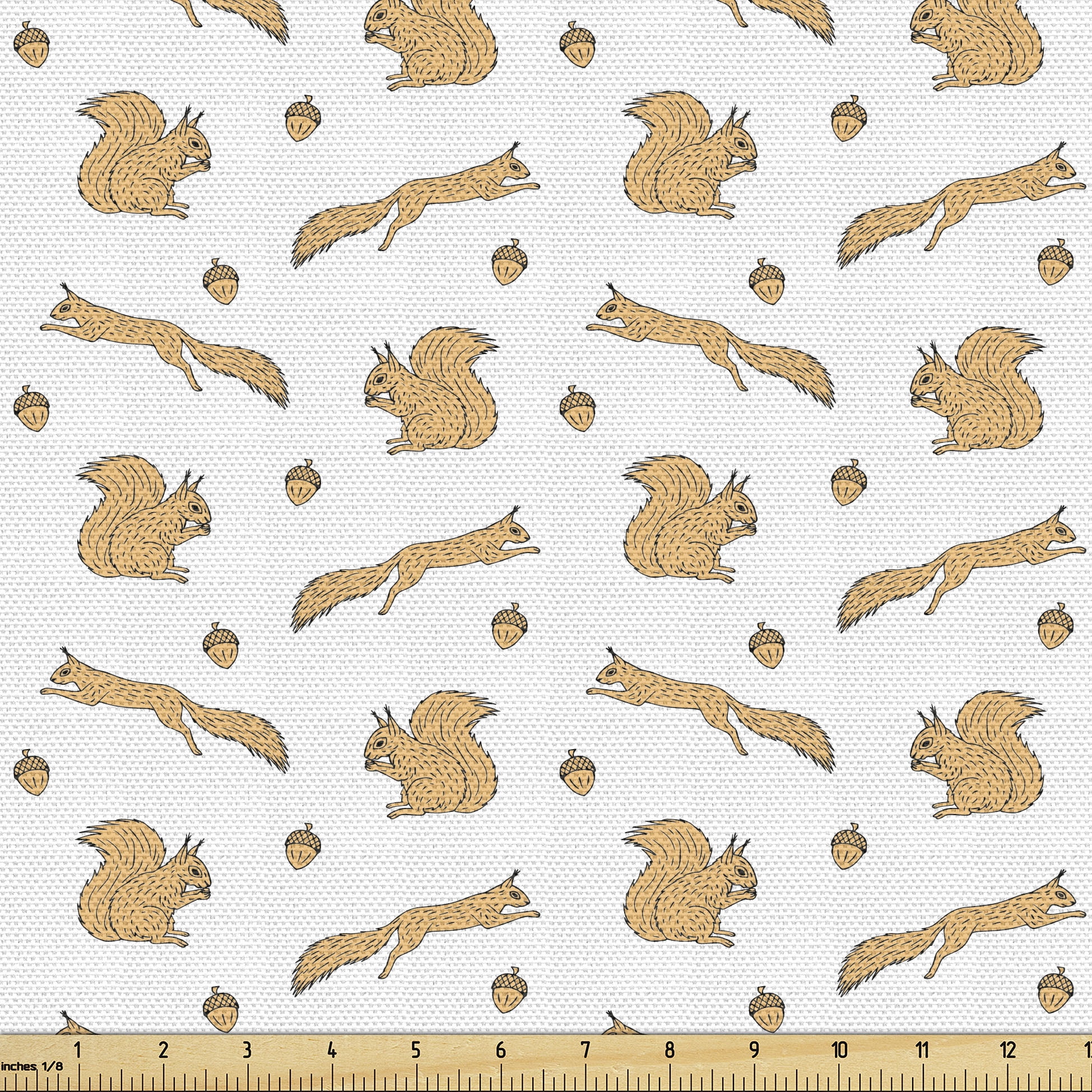 Ambesonne Animals Fabric by the Yard Upholstery, Wild Life Squirrel ...