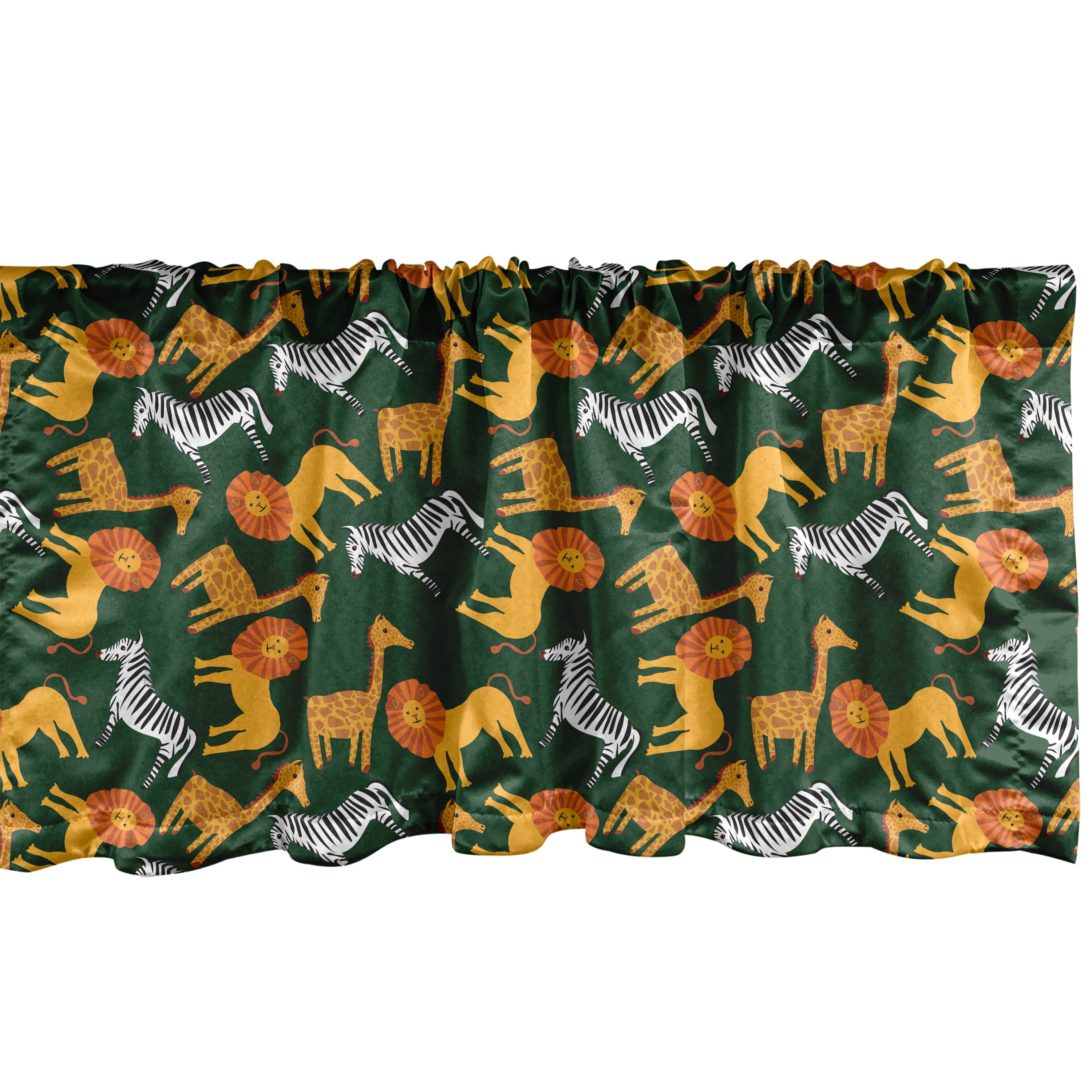 Ambesonne Animals Window Valance, Lions Zebras and Giraffes, 54" X 18 ...