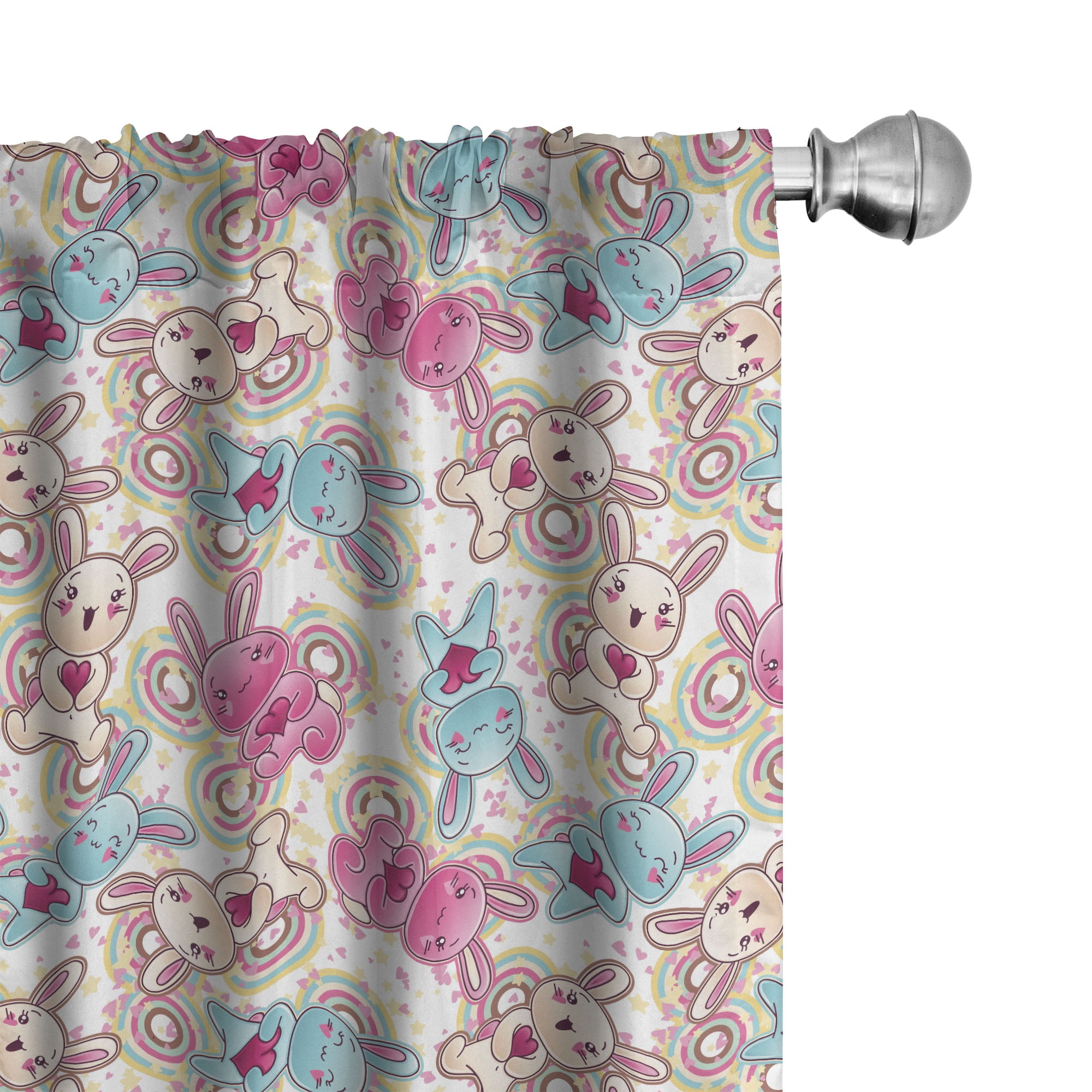 Ambesonne Anime Curtains, Colorful Happy Kawaii, Pair of 28"x63 ...