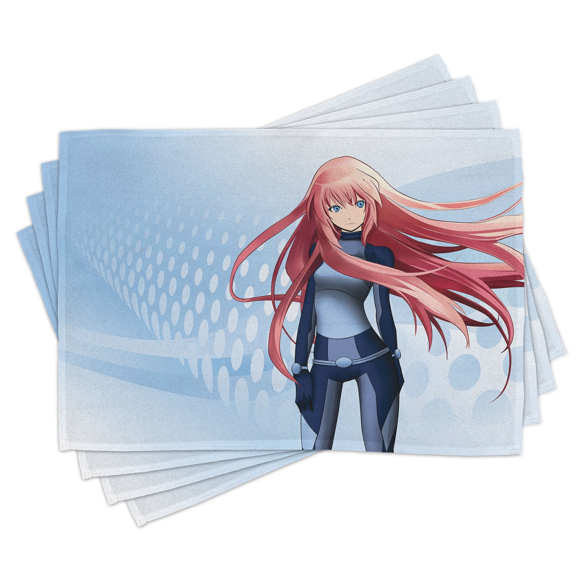 Ambesonne Anime Place Mats Set of 4, Digital Futuristic Style, Standard ...