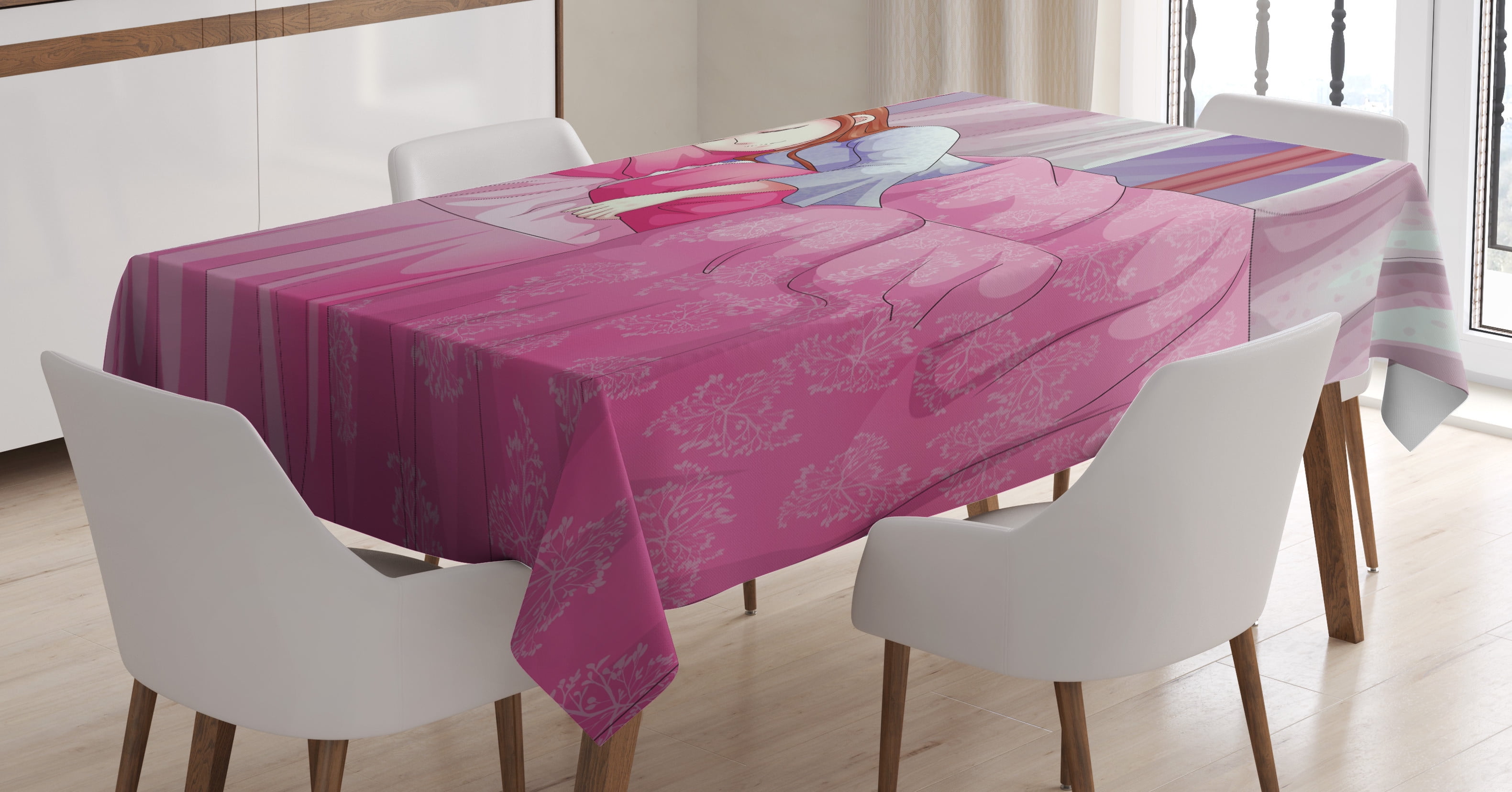 Ambesonne Anime Tablecloth Rectangular Table Cover, Japanese Animal ...