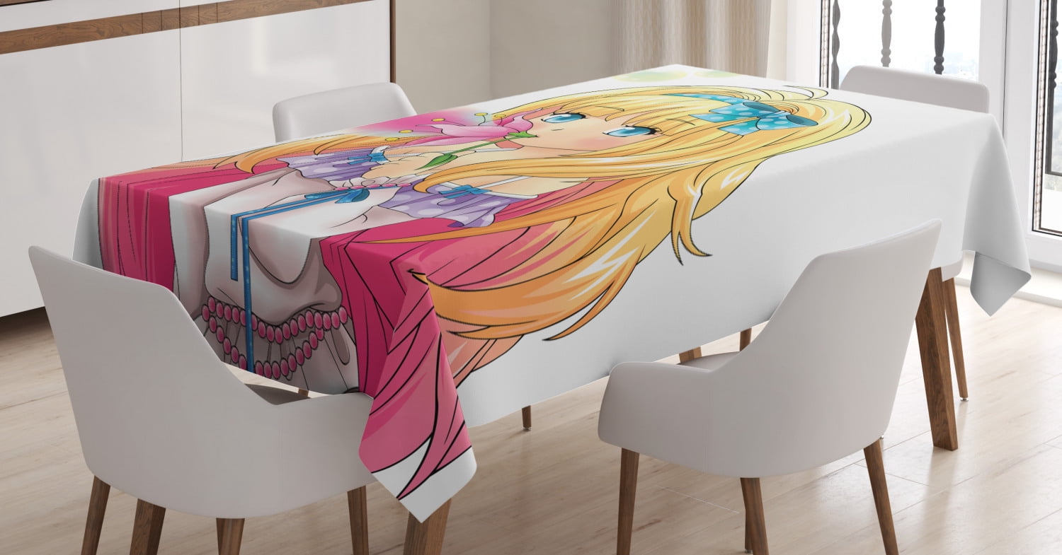Ambesonne Anime Tablecloth Rectangular Table Cover, Manga Cartoon Art ...