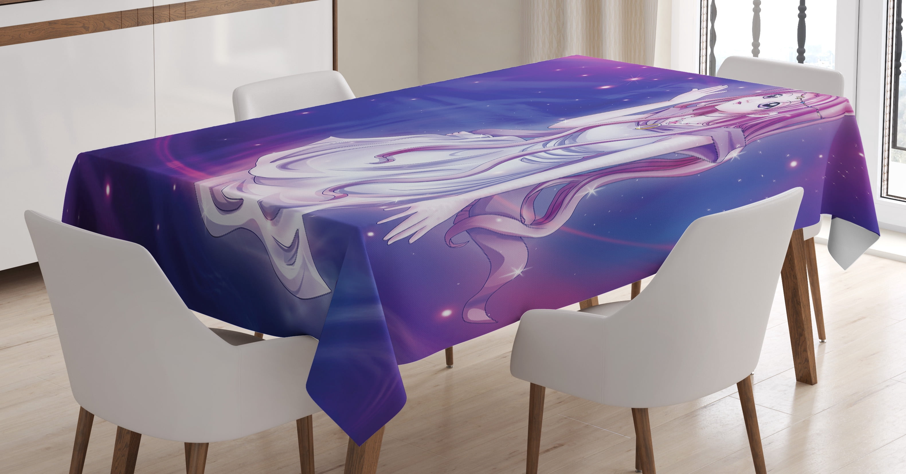 Ambesonne Anime Tablecloth Rectangular Table Cover, Purple Anime ...