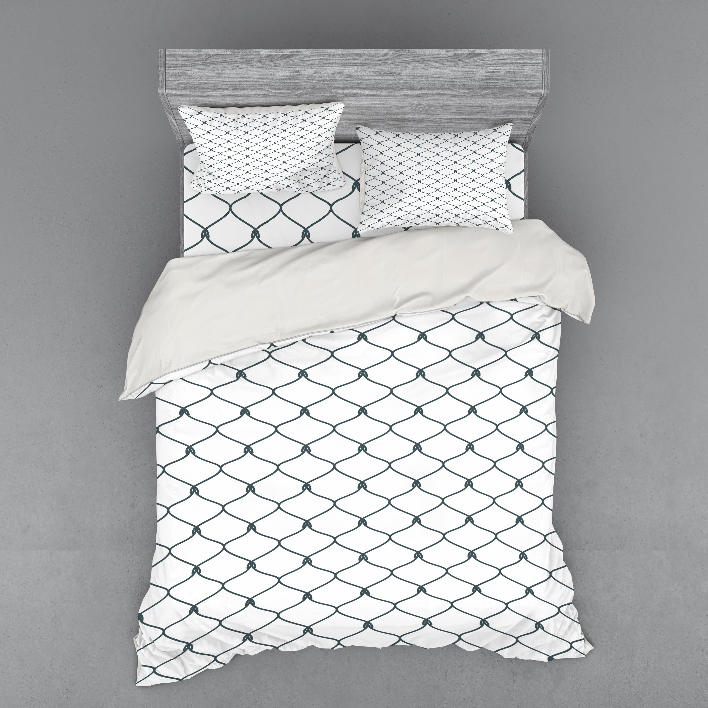 Ambesonne Antique Bedding Set 4 Pcs, Curvy Wavy Shapes, Queen, Slate ...