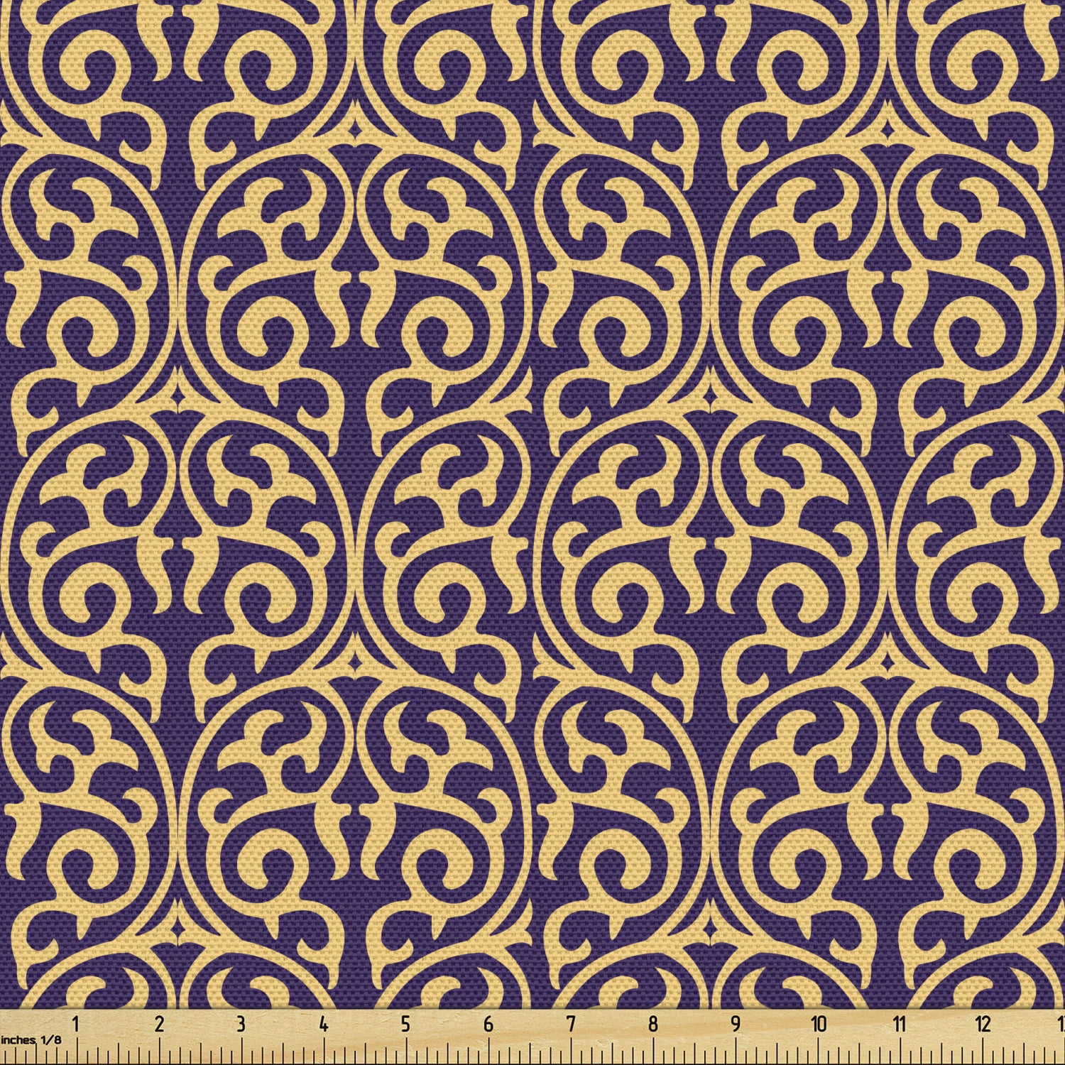 Ambesonne Antique Fabric by the Yard Upholstery, Damask Old Vine Motifs ...