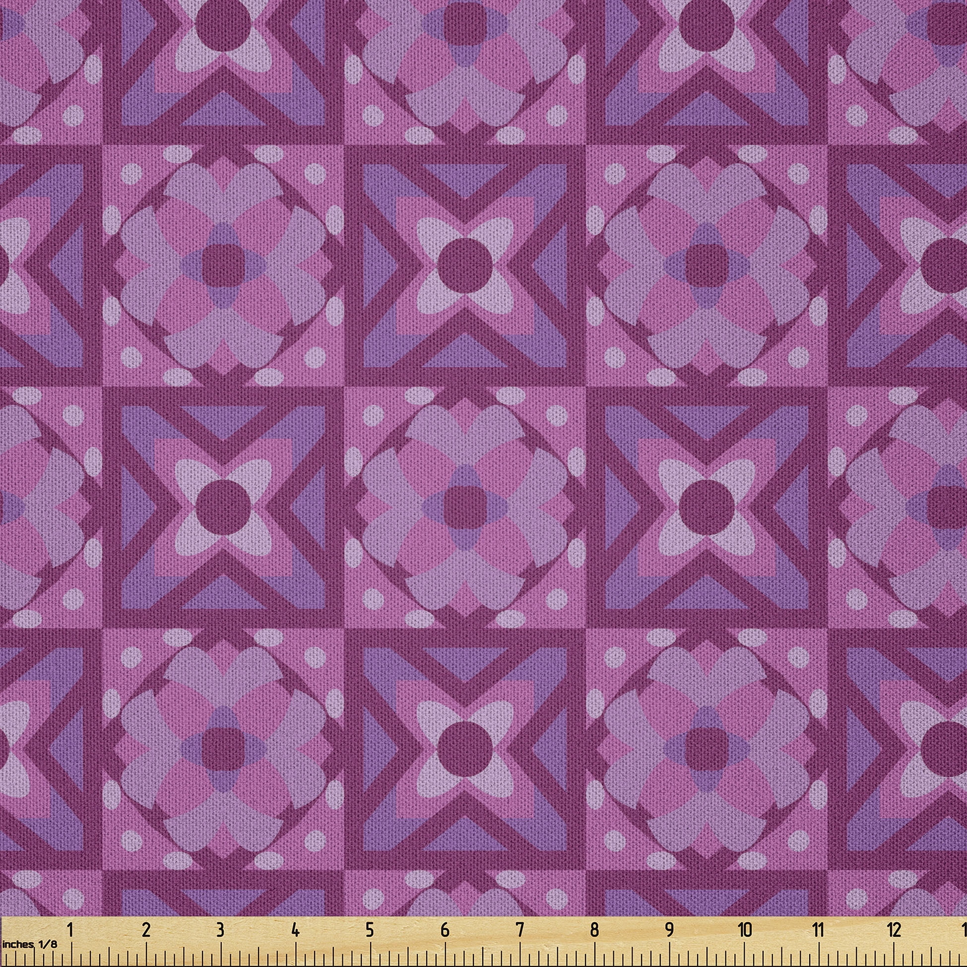 Ambesonne Antique Oriental Fabric by the Yard Microfiber, Boho Squares ...