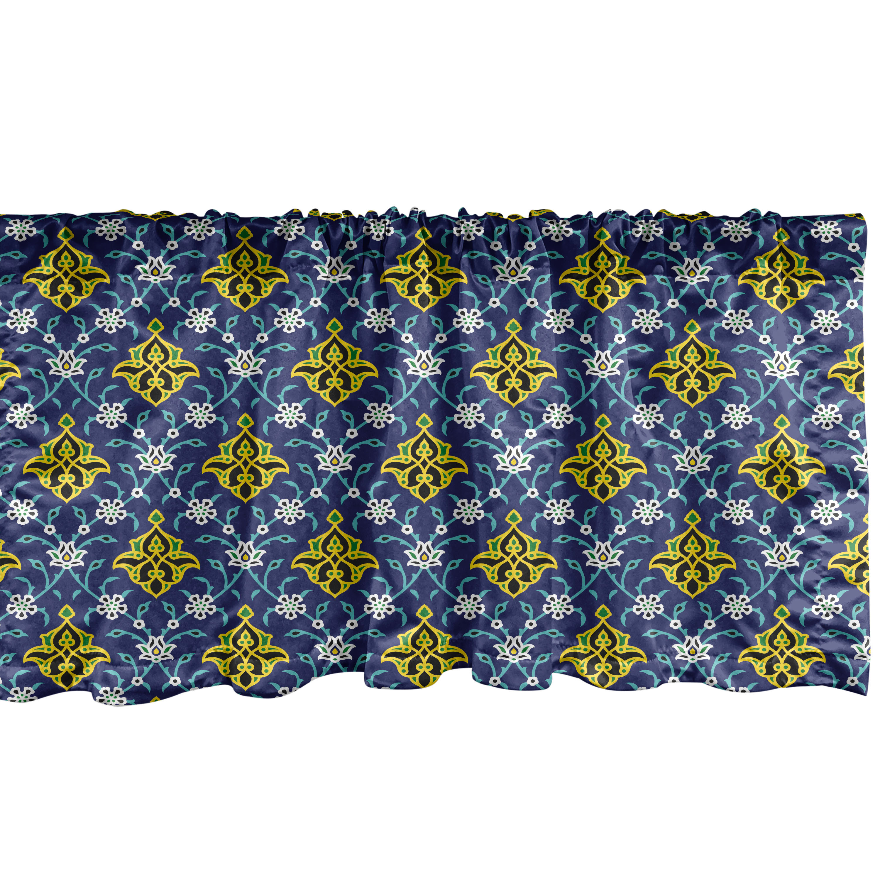 Ambesonne Antique Oriental Window Valance, Folk Dark Motifs, 54" X 18 ...