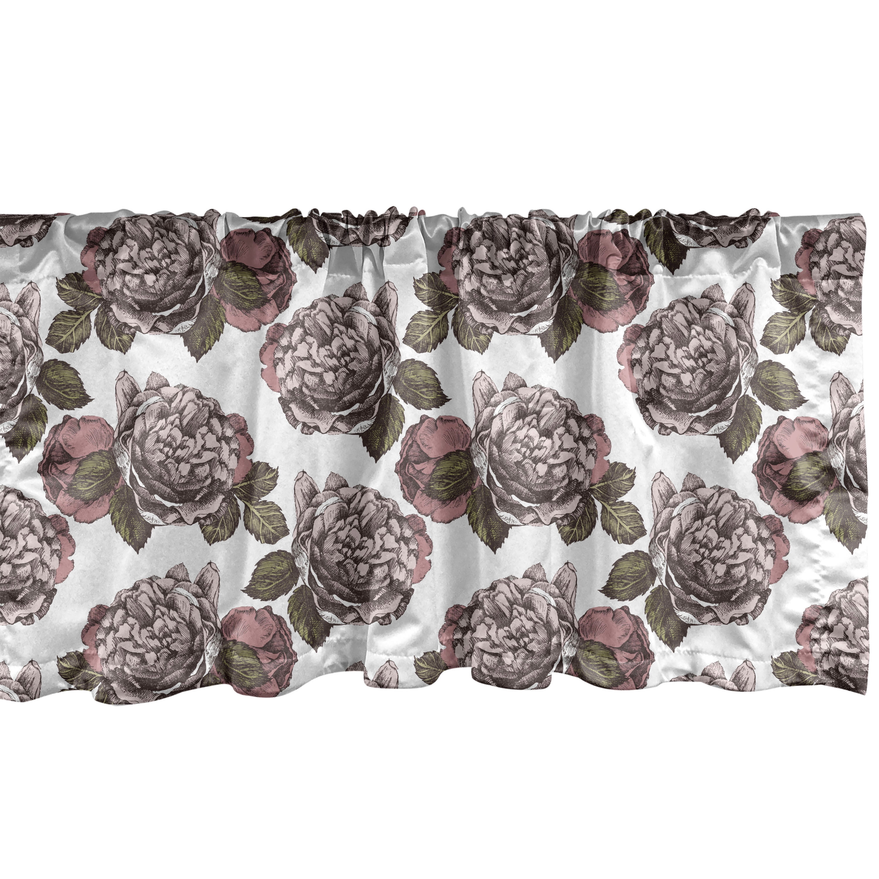 Ambesonne Antique Valance Pack of 2, Sketchy Drawn Vintage Roses, 54 ...