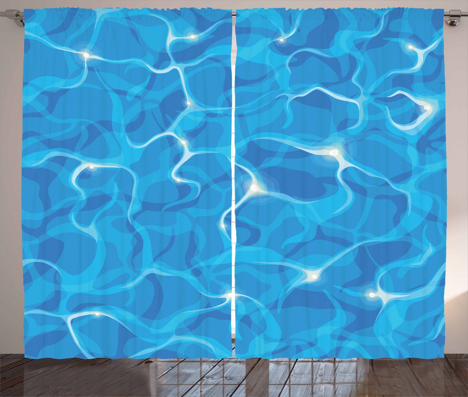 Ambesonne Aqua Curtains 2 Panel Set, Vivid Water Surface Waves, 108" x ...