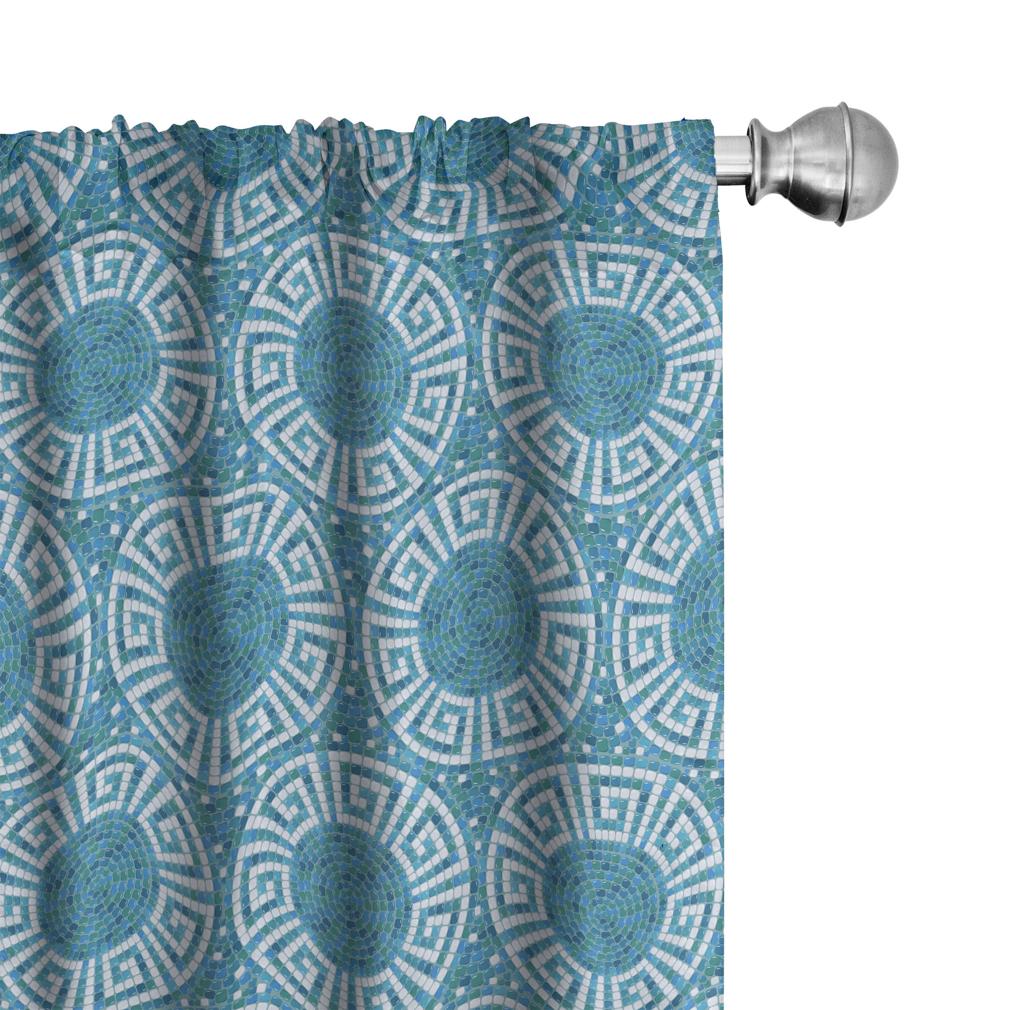 Ambesonne Aqua Curtains, Greek Meander Mosaic Tile, Pair of 28"x63 ...