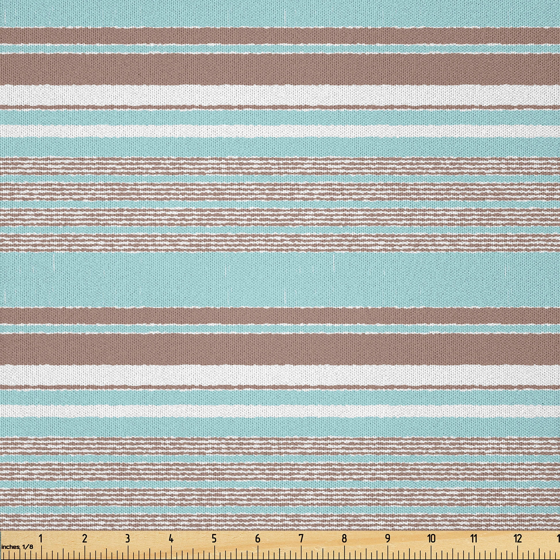 Ambesonne Aqua Fabric by the Yard Microfiber, Horizontal Stripes Lines ...