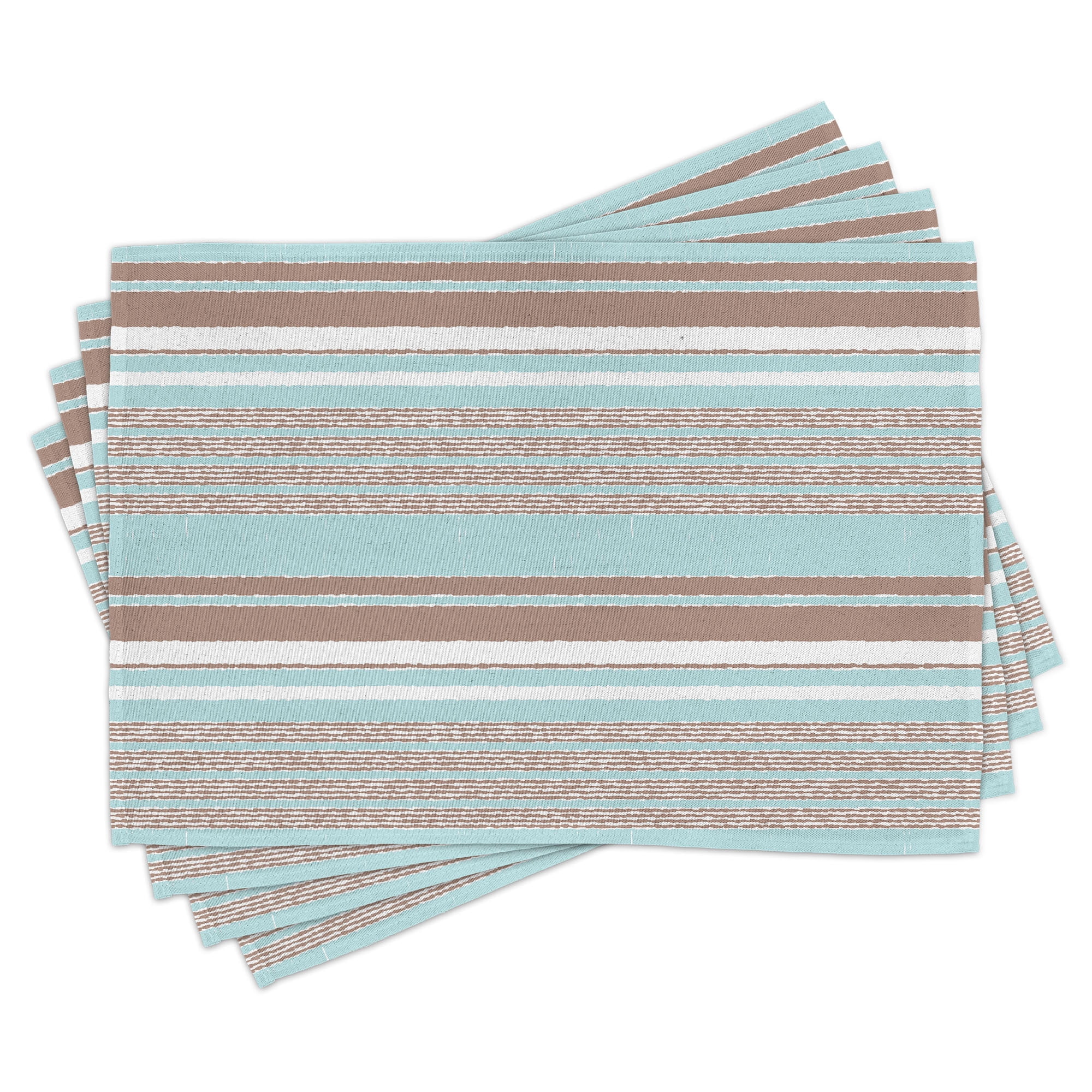 Ambesonne Aqua Place Mats Set of 4, Horizontal Stripes Lines, Standard ...