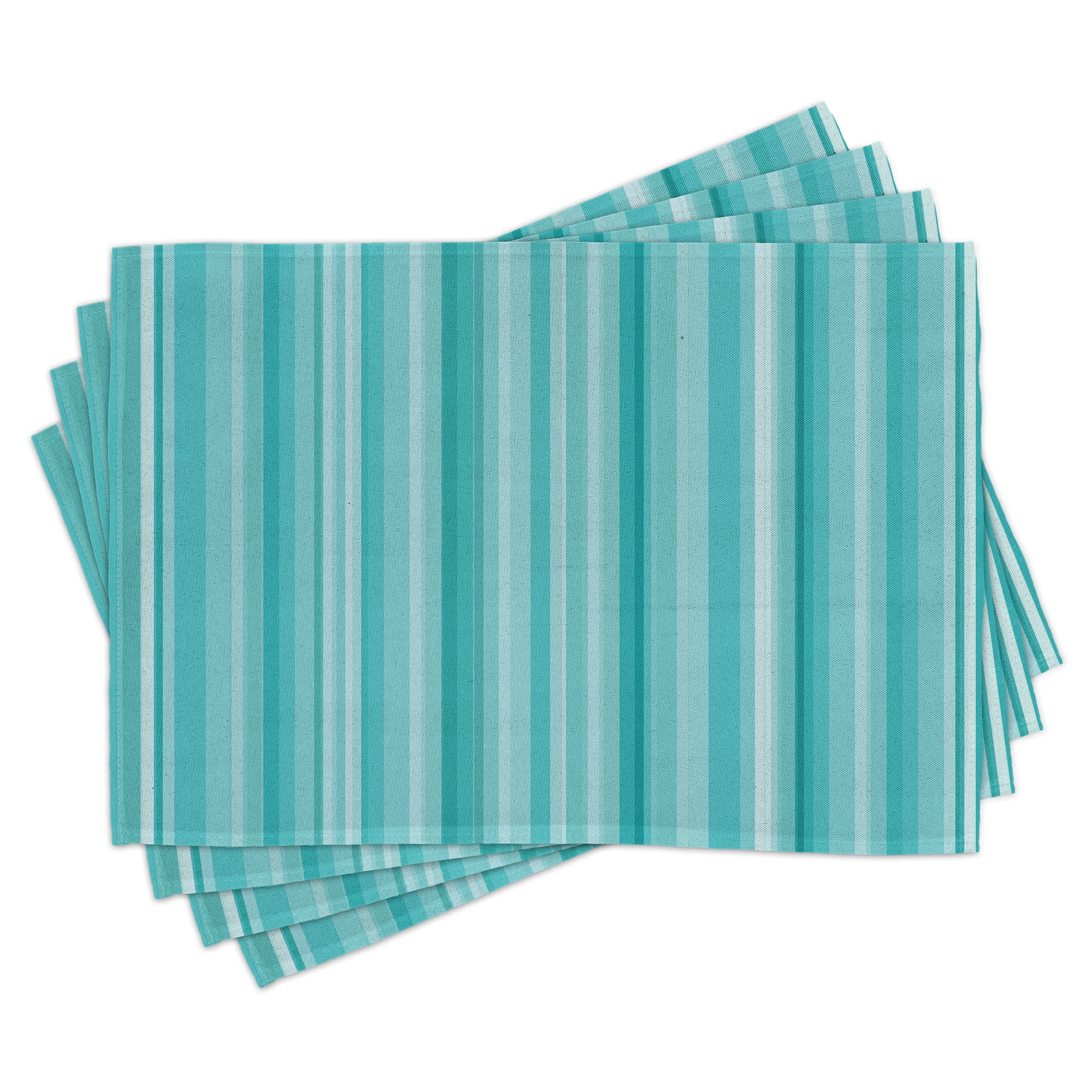 Ambesonne Aqua Place Mats Set of 4, Ocean Inspired Blue Lines, Standard ...