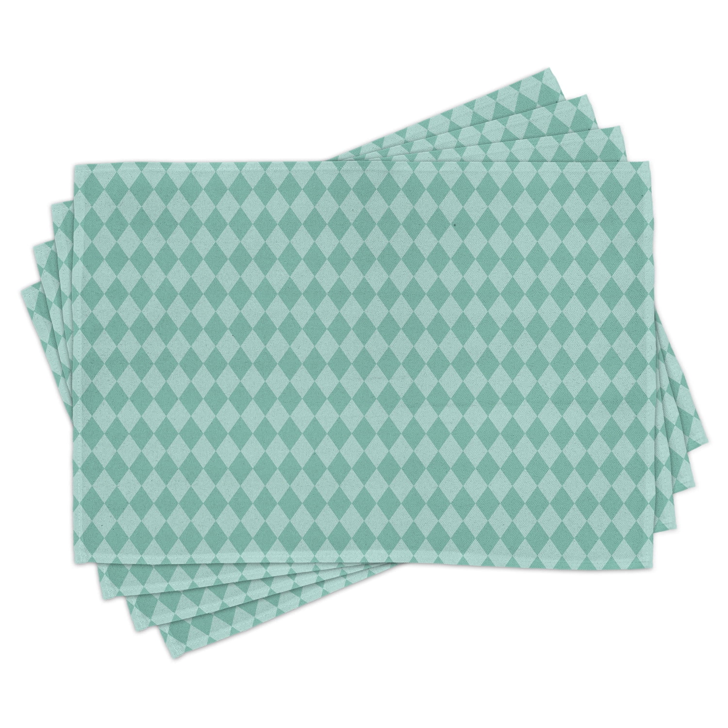 Ambesonne Aqua Place Mats Set of 4, Rectangular Geometric Tile ...