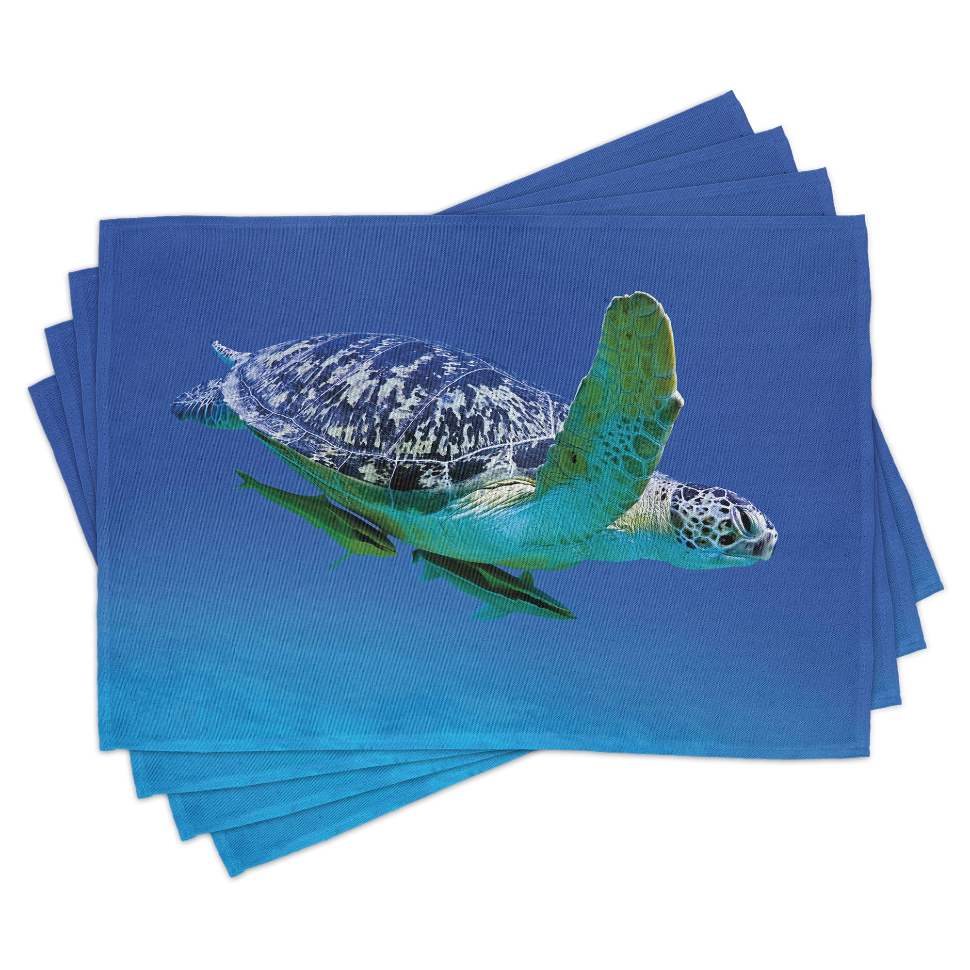 Ambesonne Aqua Place Mats Set of 4, Tropics Turtle Aquarium, Standard ...