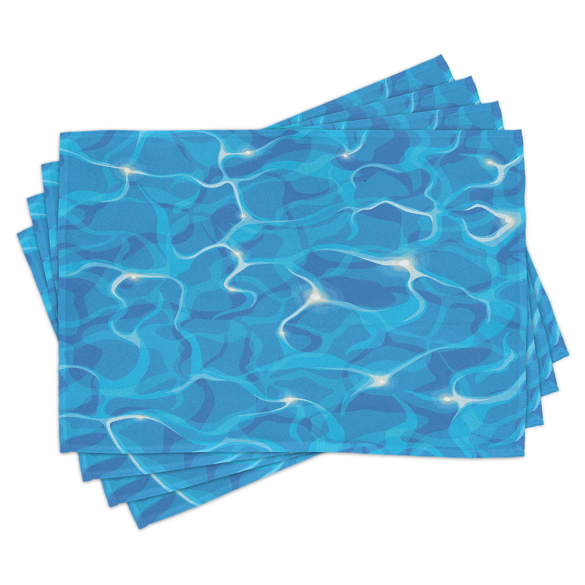 Ambesonne Aqua Place Mats Set of 4, Vivid Water Surface Waves, Standard ...