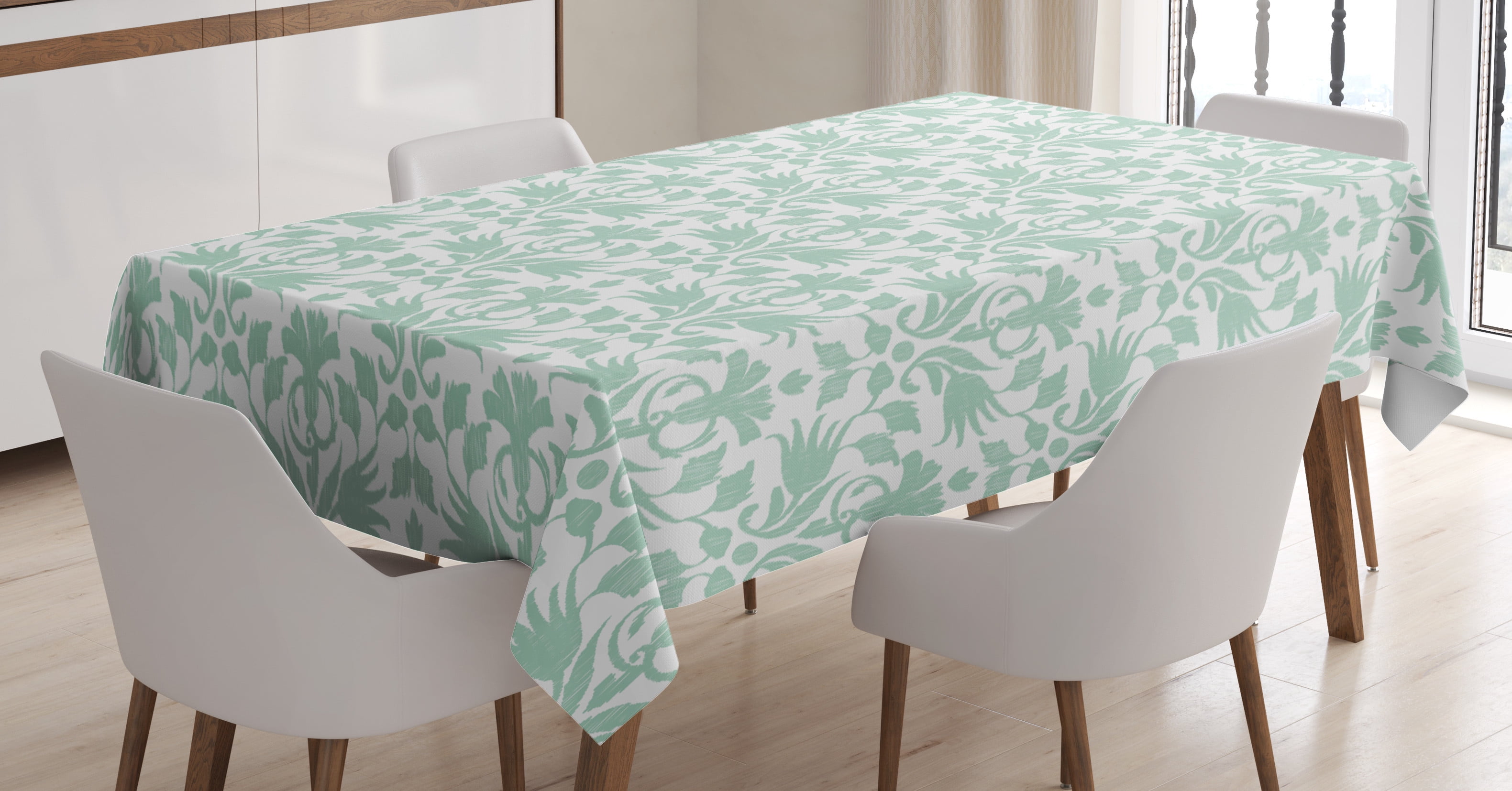 Ambesonne Aqua Tablecloth Rectangular Table Cover, Wave Like Round ...