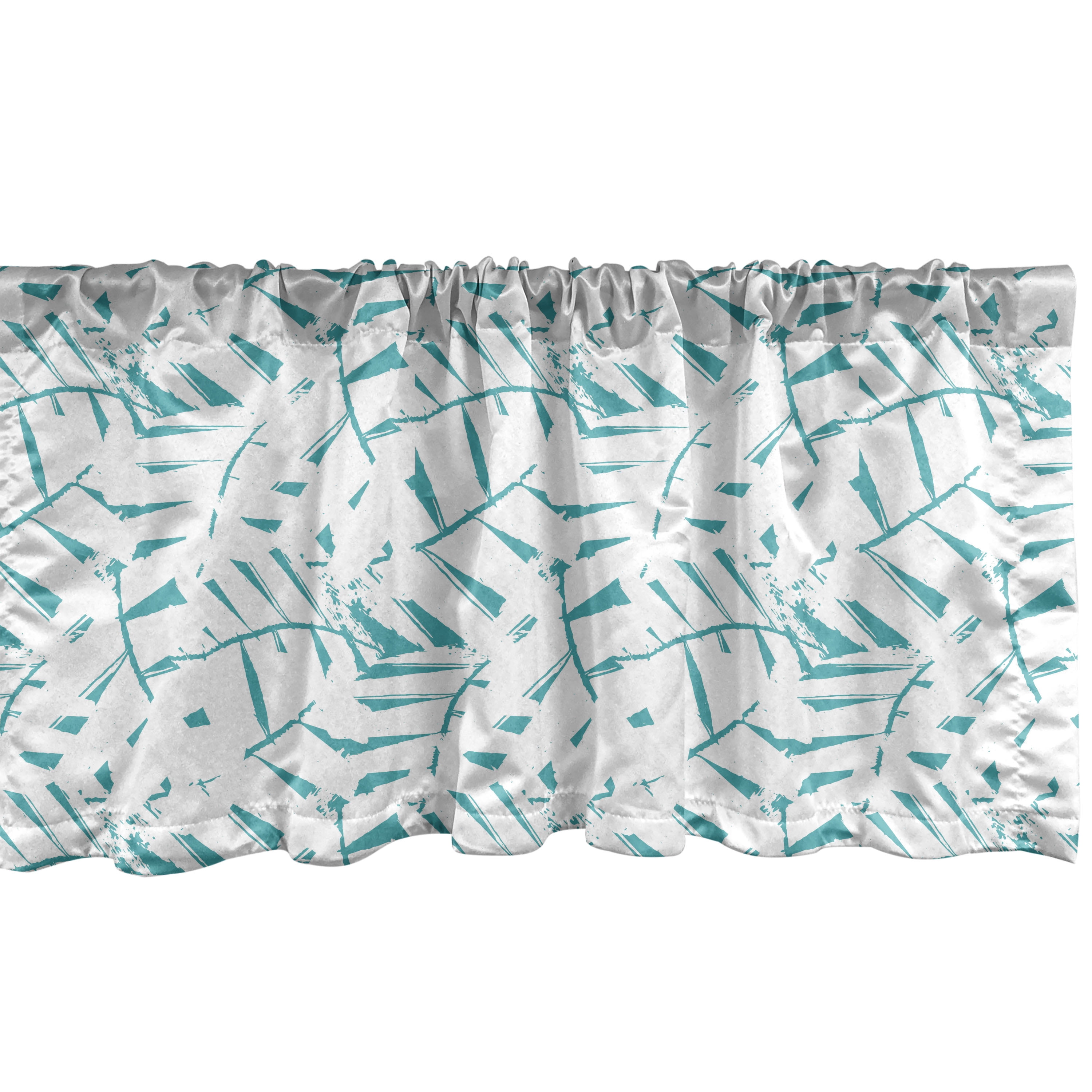 Ambesonne Aqua Valance Pack of 2, Grungy Tropical Leaves Art, 54"X18 ...